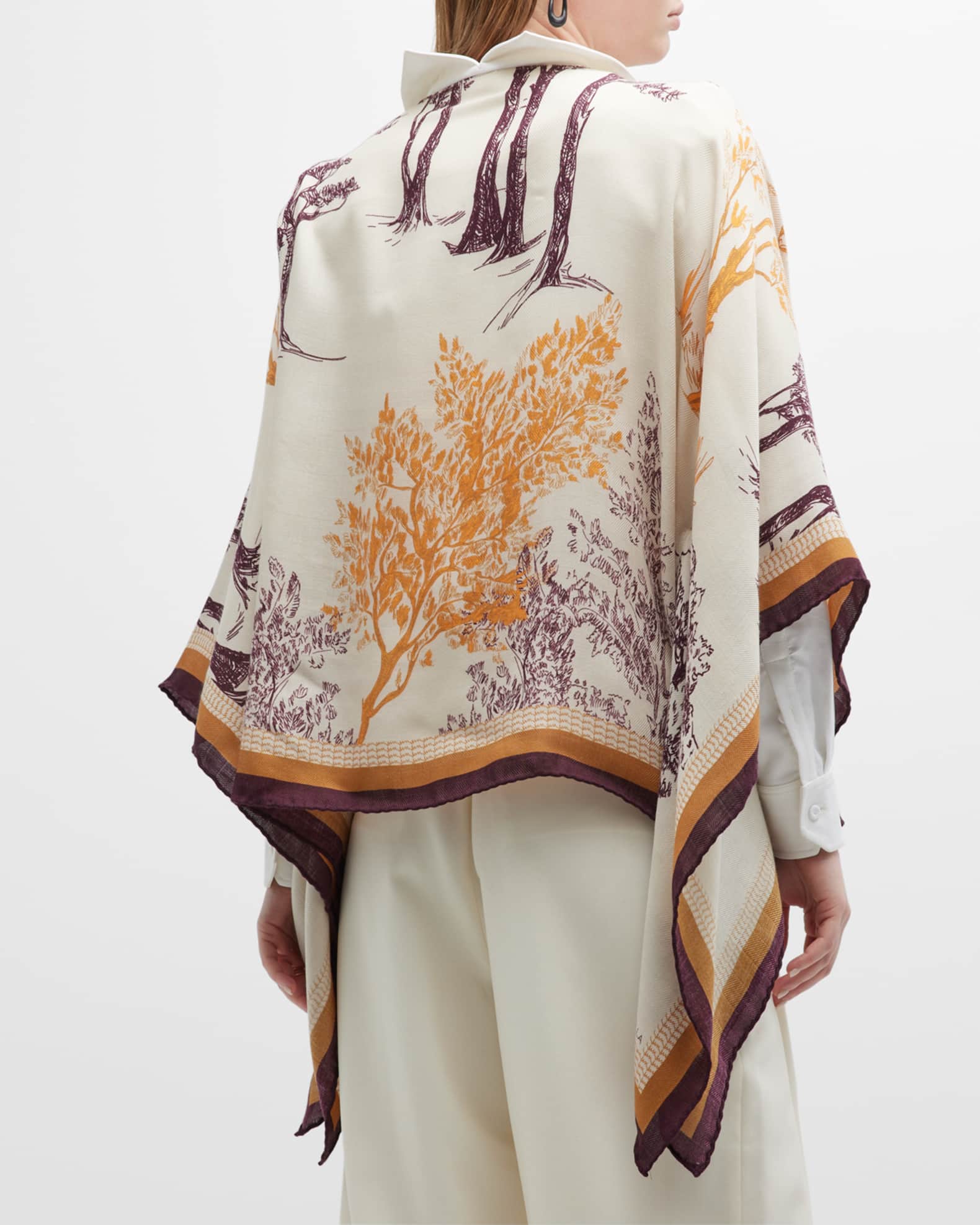 Rani Arabella Tree Cashmere-Blend Poncho | Neiman Marcus