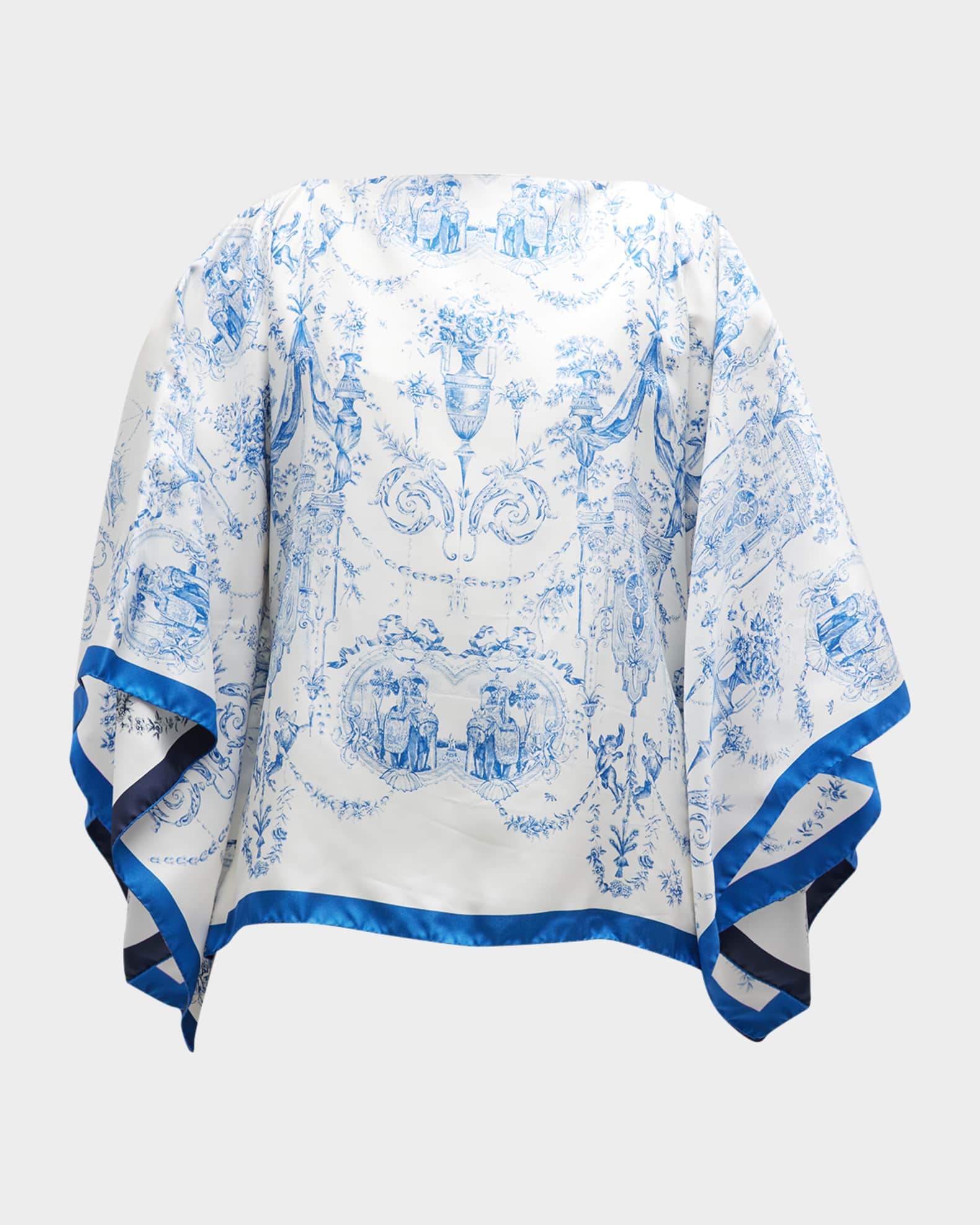 Rani Arabella Toile Double-Sided Silk Poncho | Neiman Marcus
