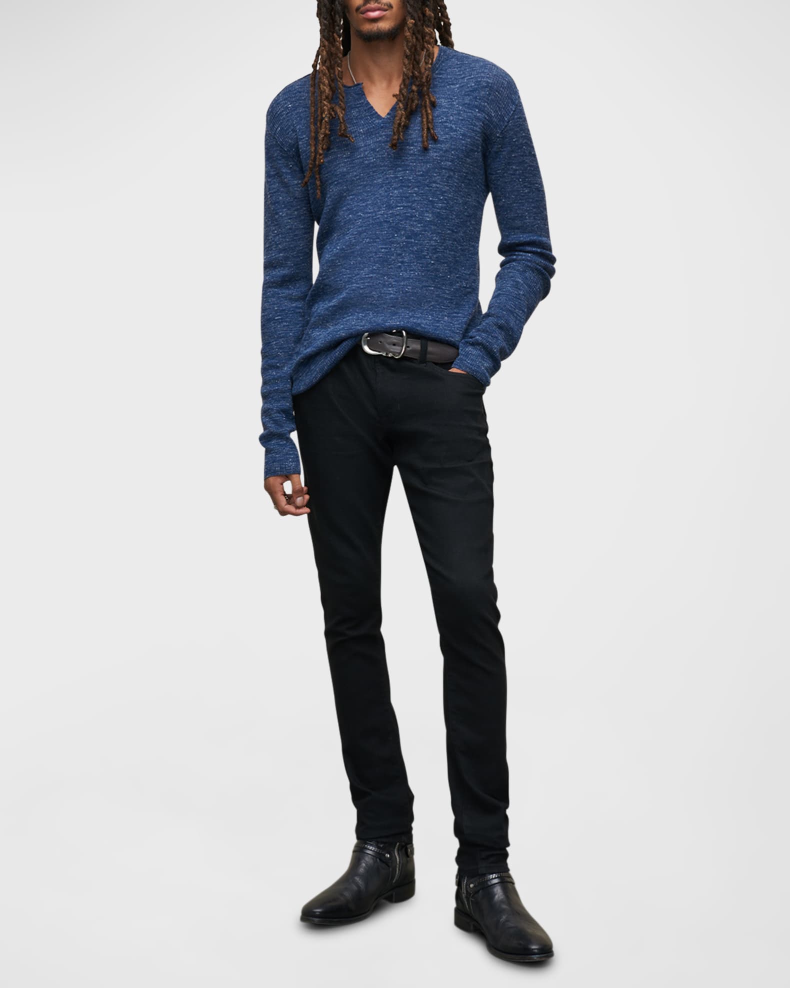 John Varvatos Men's Travis V-Neck Henley Shirt | Neiman Marcus