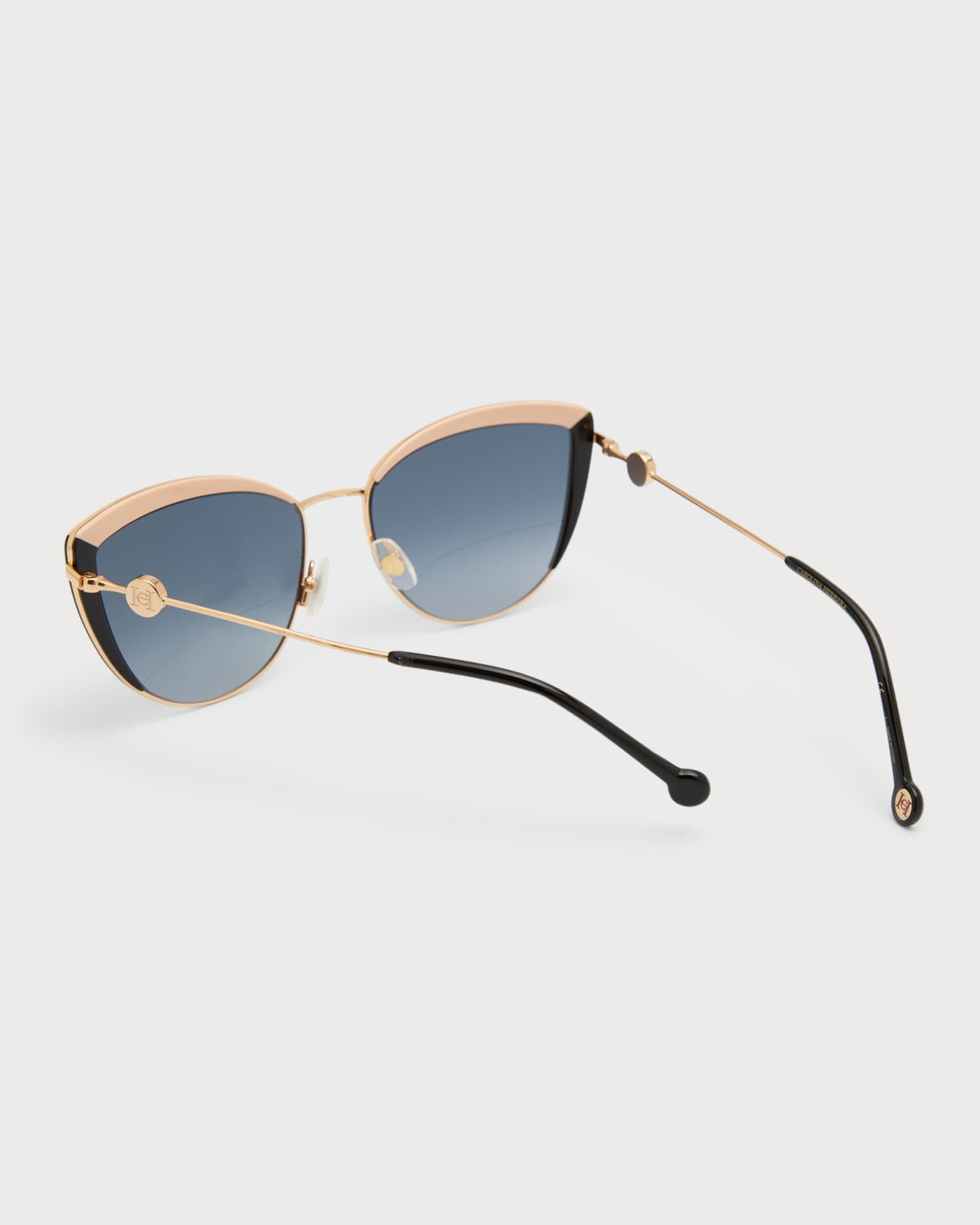Carolina Herrera Monogram Stainless Steel & Acetate Cat-Eye Sunglasses | Neiman Marcus