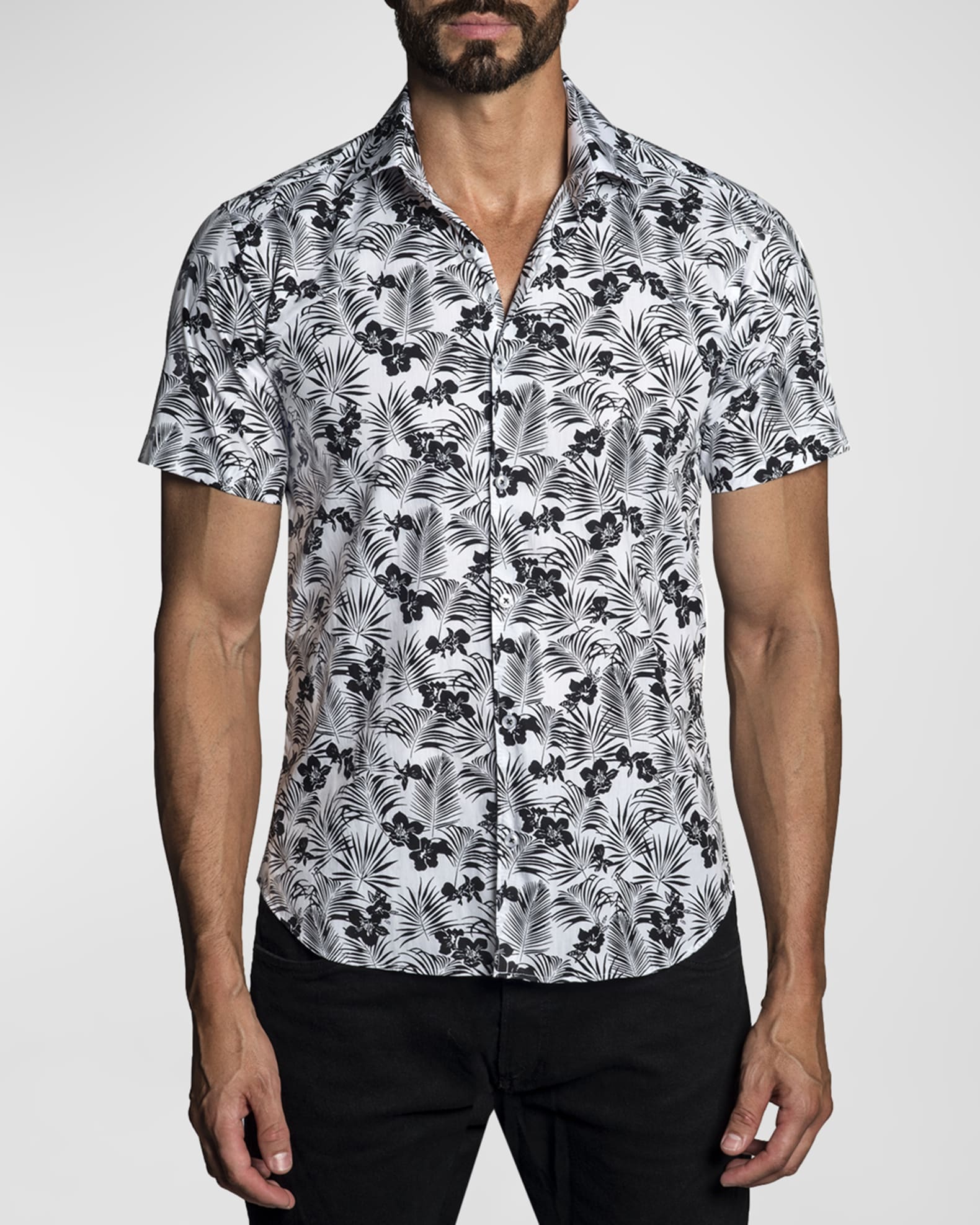 Jared Lang Men's Tropical-Print Slim Fit Sport Shirt | Neiman Marcus