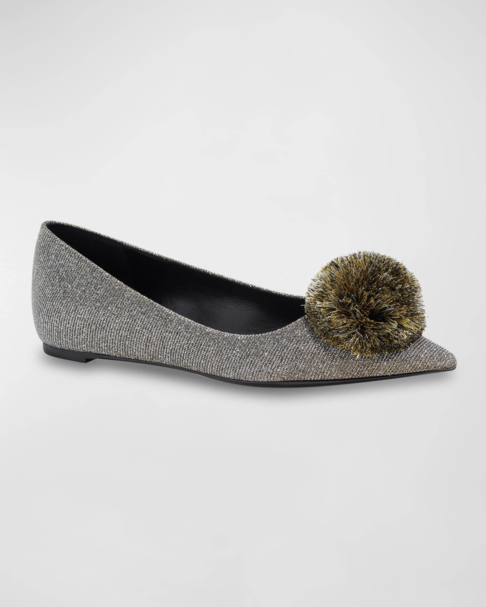 kate spade new york amour metallic pom ballerina flats | Neiman Marcus