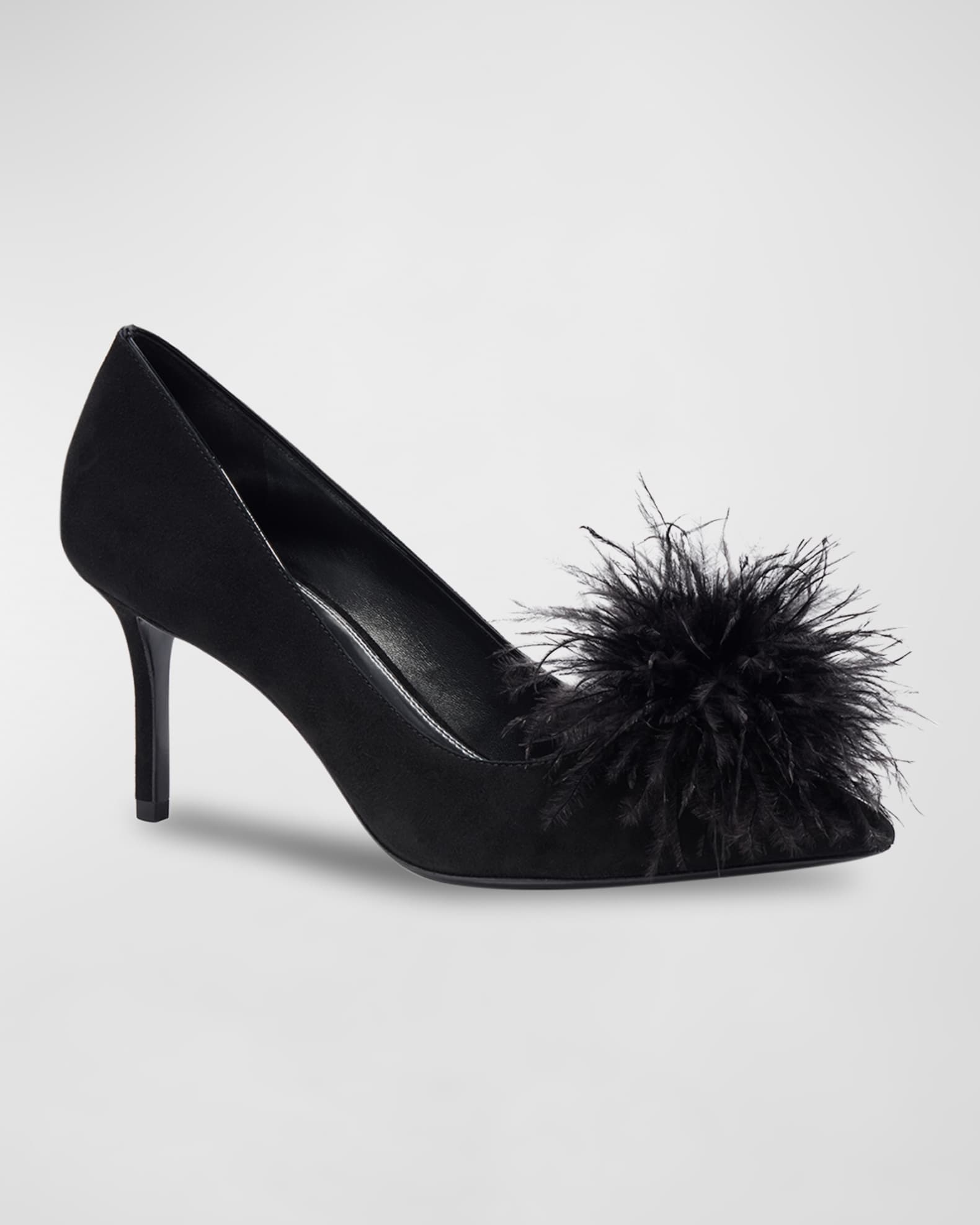 kate spade new york marabou suede feather pom pumps | Neiman Marcus