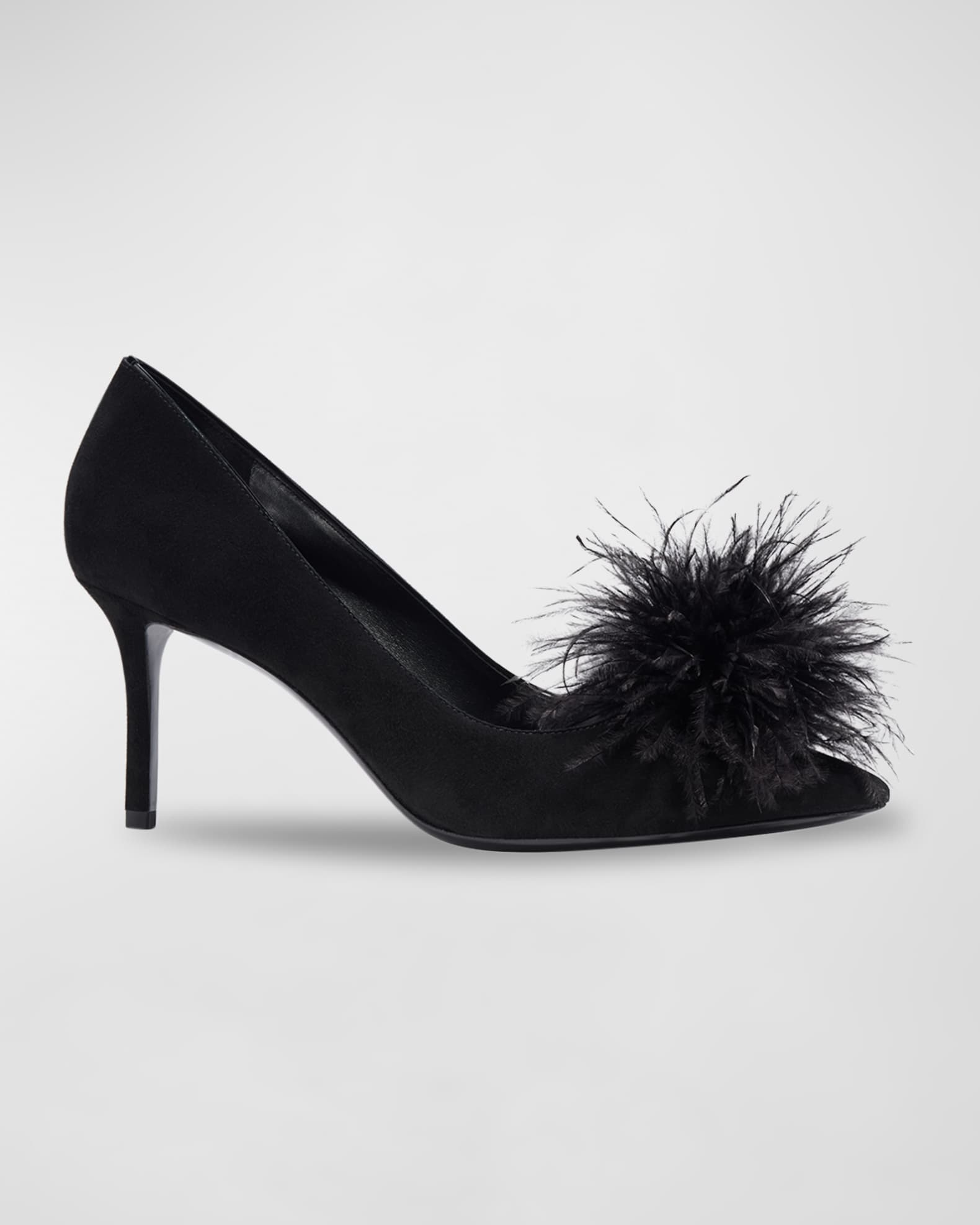 kate spade new york marabou suede feather pom pumps | Neiman Marcus