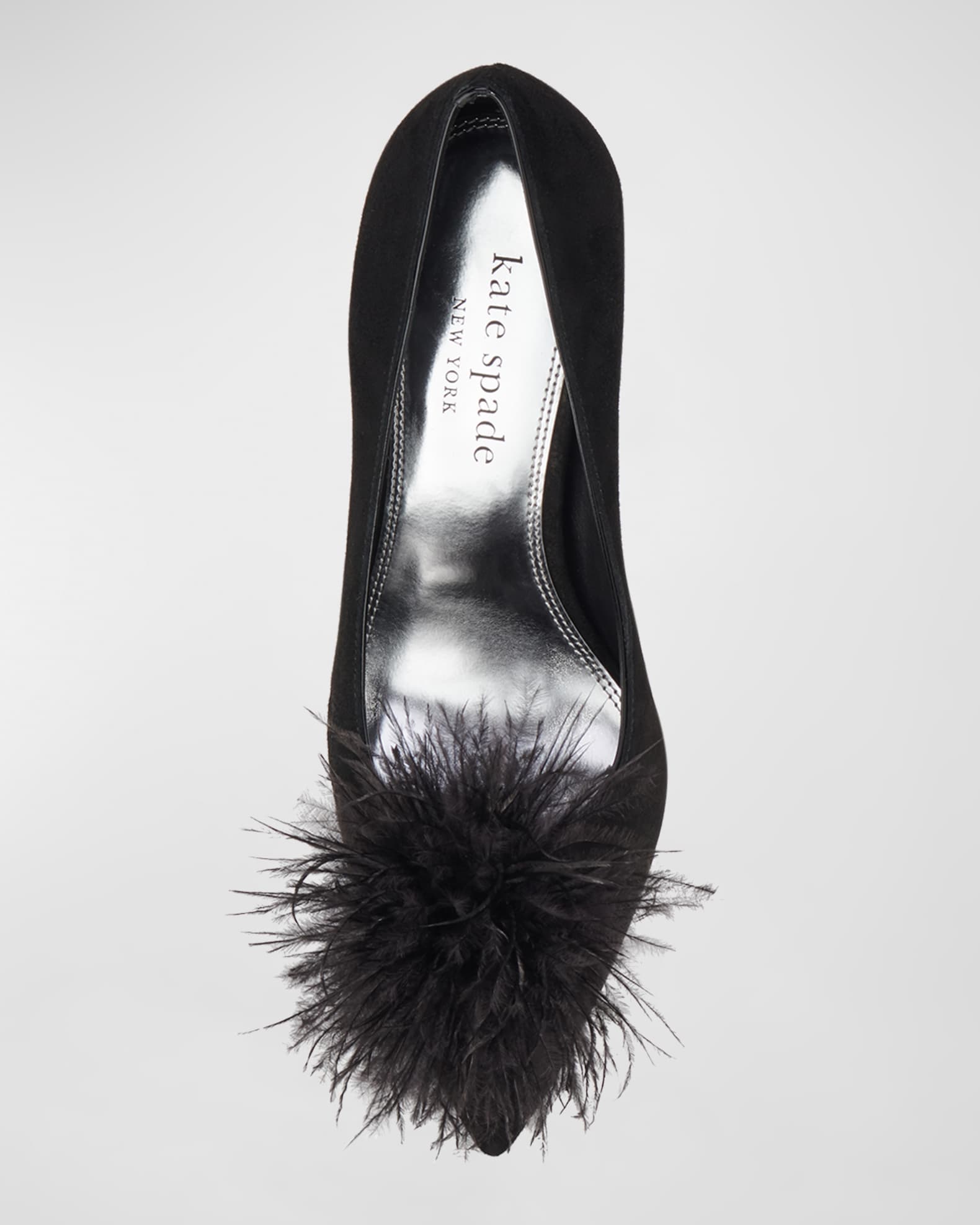 kate spade new york marabou suede feather pom pumps | Neiman Marcus