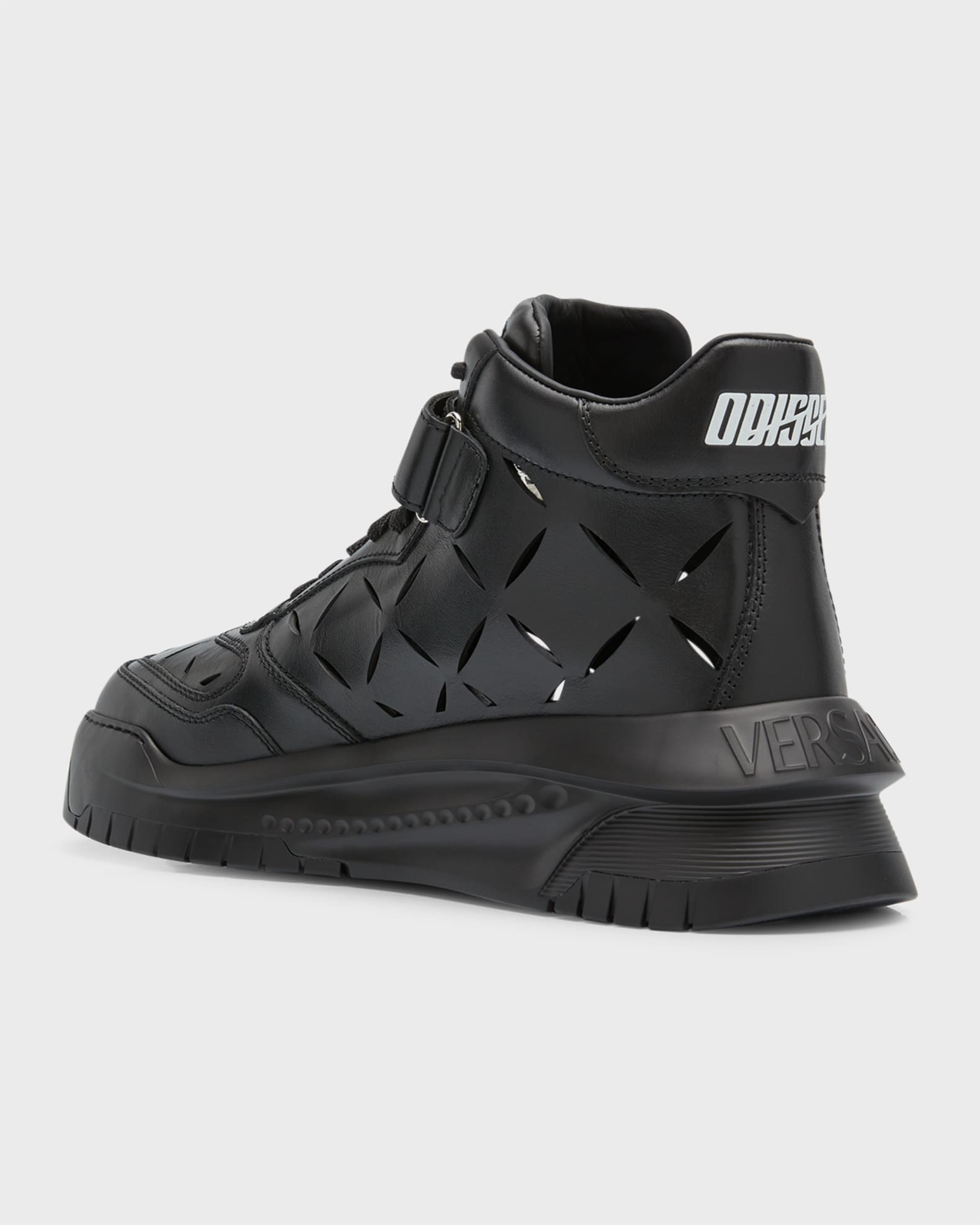 Versace Men's Tonal Laser-Cut High-Top Sneakers | Neiman Marcus