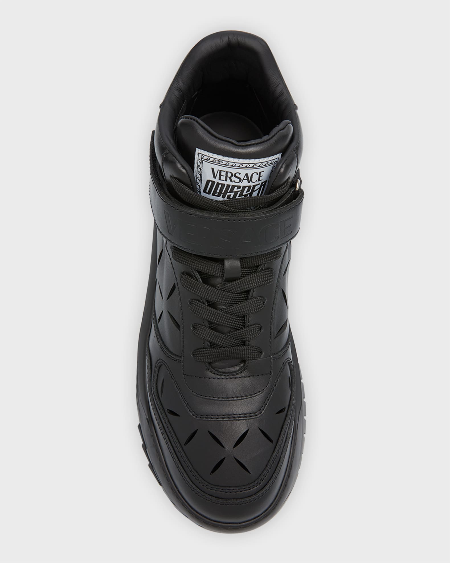 Versace Men's Tonal Laser-Cut High-Top Sneakers | Neiman Marcus