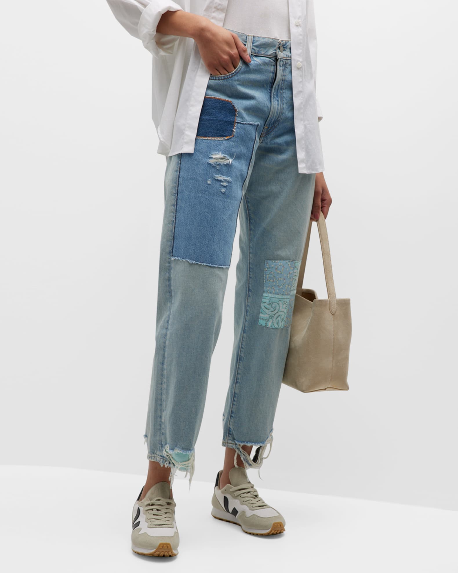 Denimist Lucy Patchwork Boyfriend Jeans | Neiman Marcus