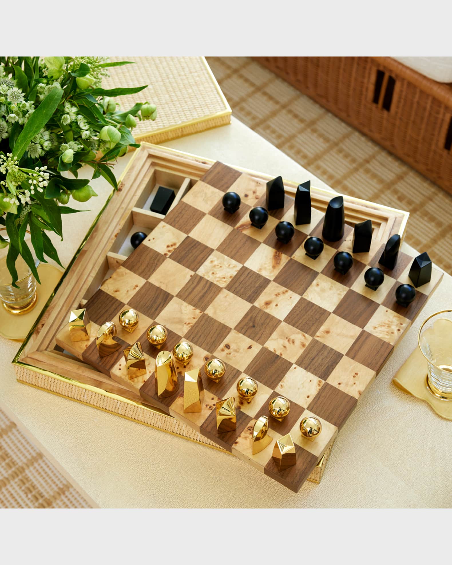 AERIN Colette Cane Chess Set | Neiman Marcus