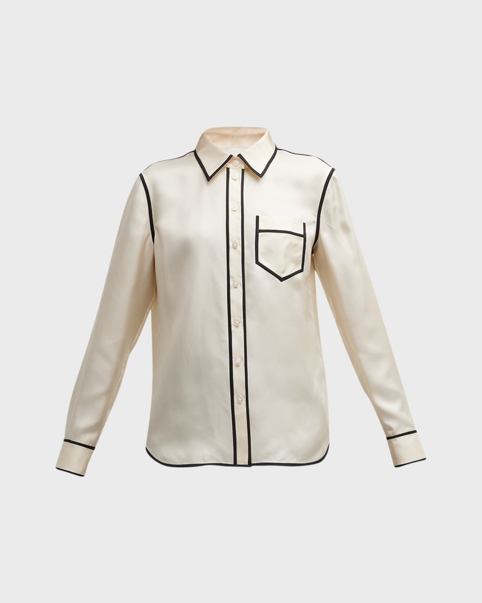 Tory Burch Brigitte Two-Tone Button-Down Silk Shirt | Neiman Marcus