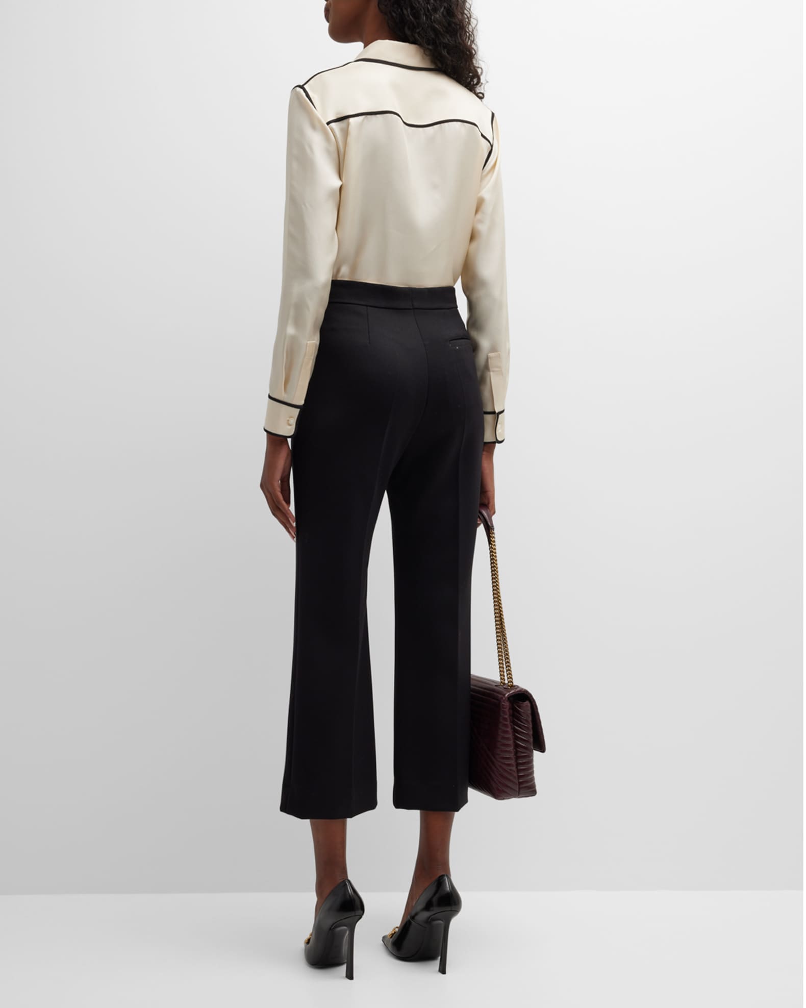 Tory Burch Brigitte Two-Tone Button-Down Silk Shirt | Neiman Marcus