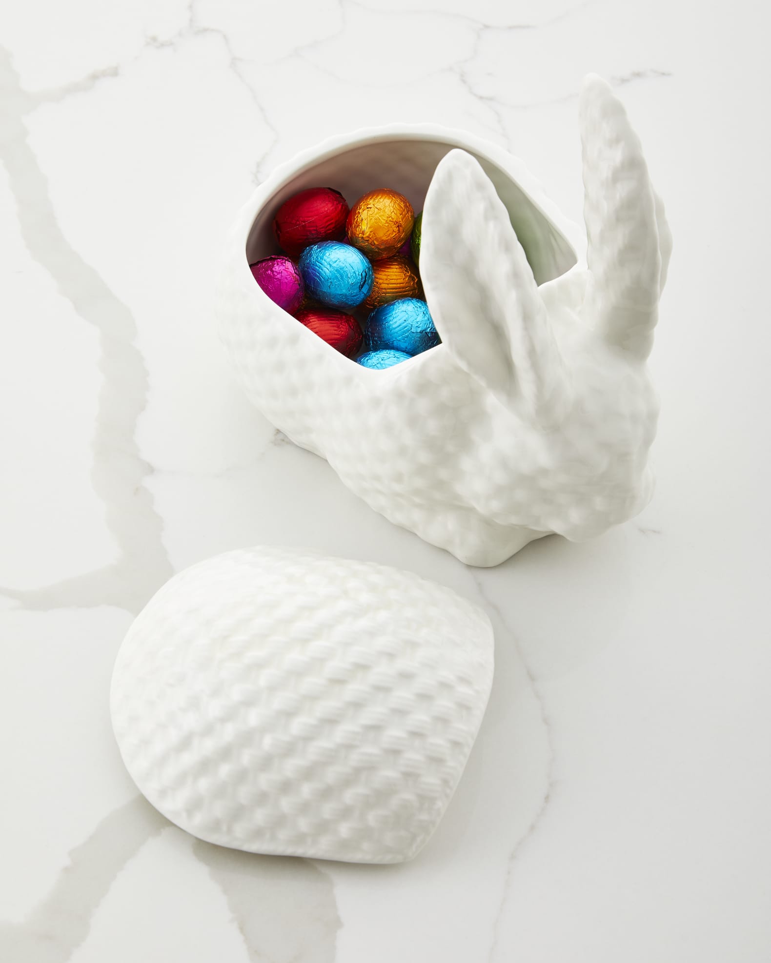 Neiman Marcus White Wicker-Textured Easter Rabbit Box | Neiman Marcus