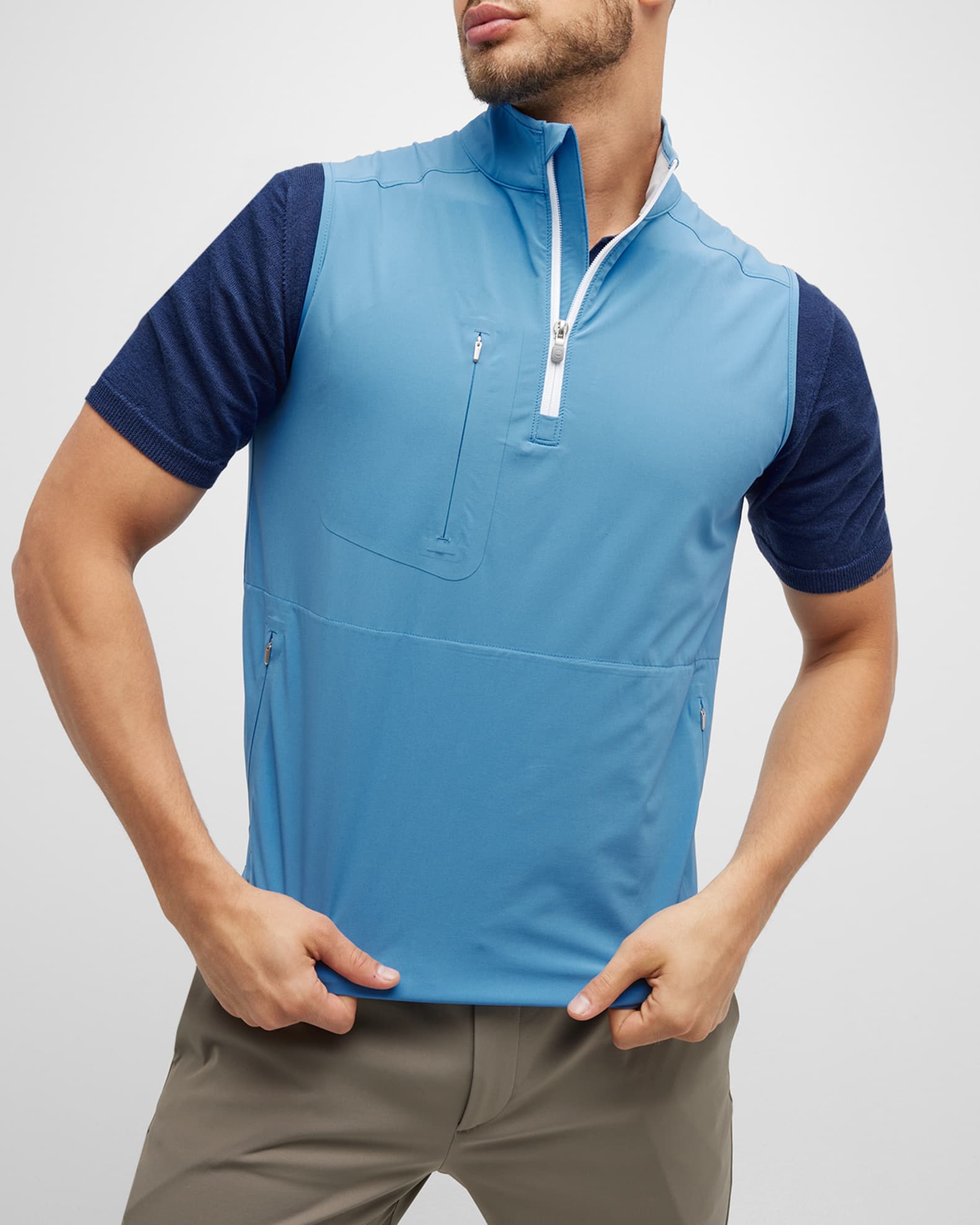 Peter Millar Men's Flex Adapt Wind-Resistant Half-Zip Vest | Neiman Marcus