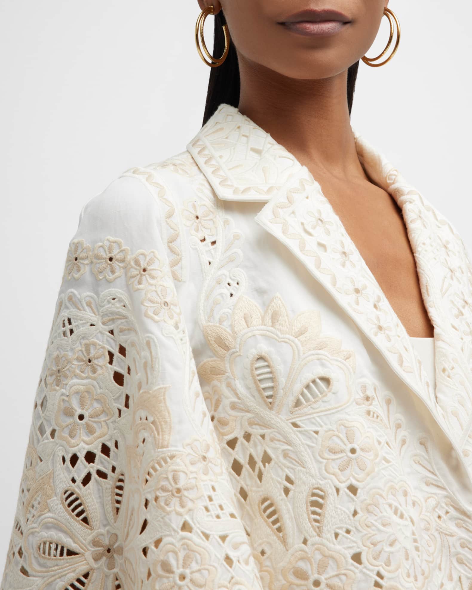 Kobi Halperin Pryce Floral-Embroidered Eyelet Jacket | Neiman Marcus