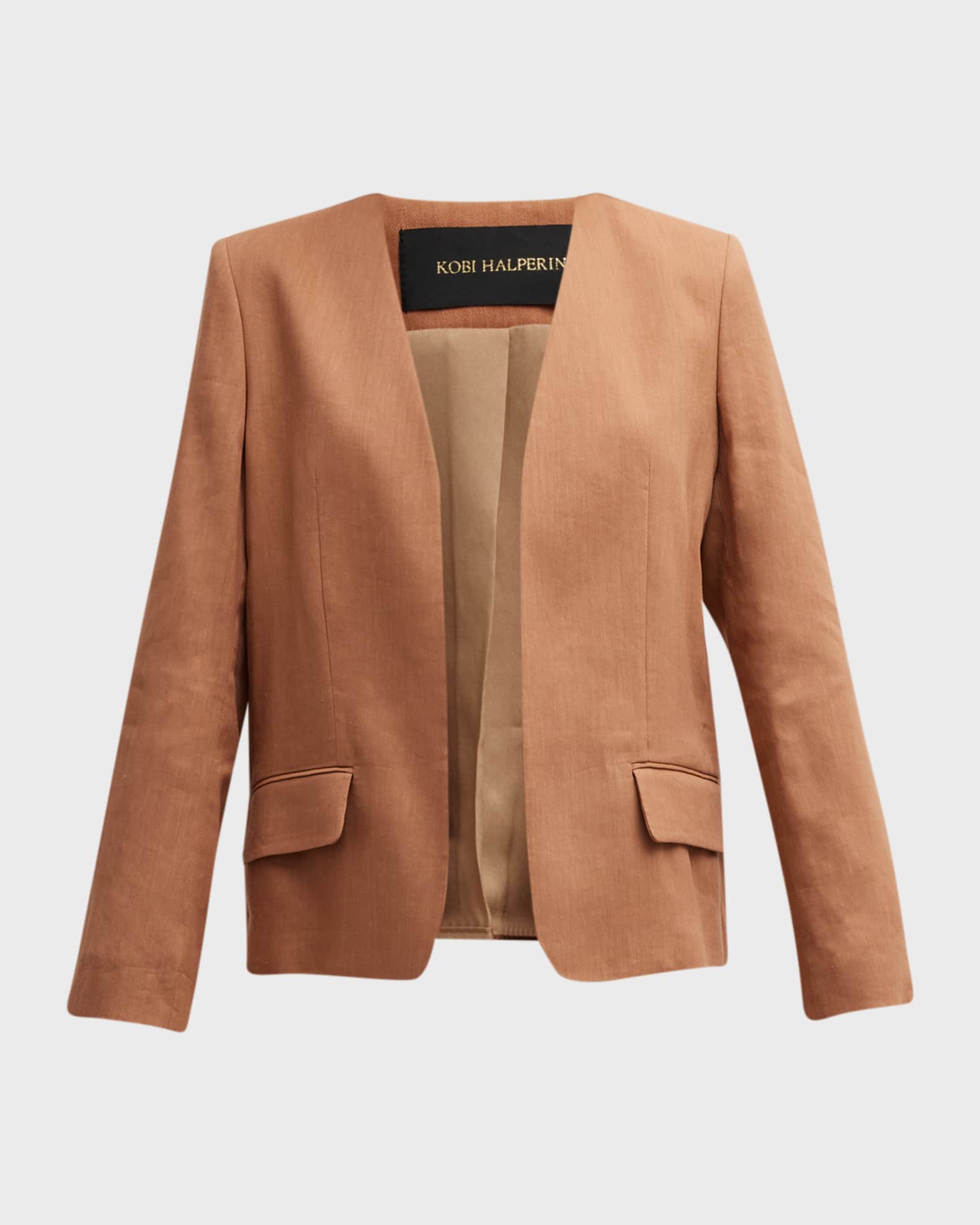 Kobi Halperin Lina Open-Front Linen-Blend Jacket | Neiman Marcus