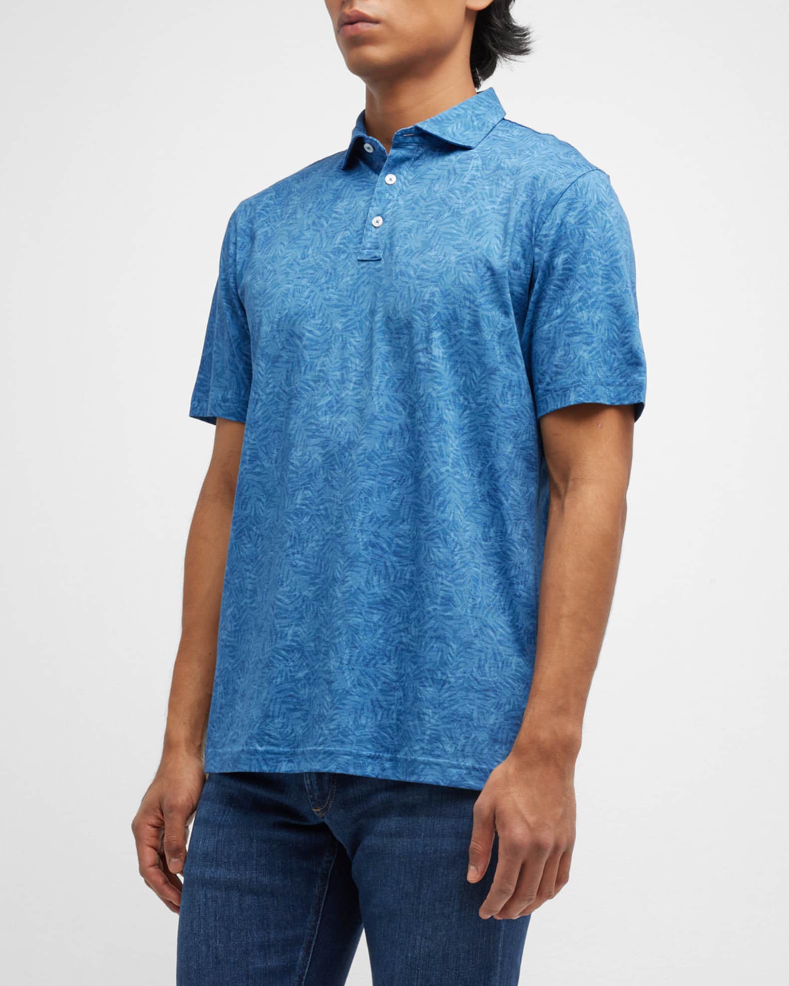 Peter Millar Men's Pilot Mill Palms-Print Polo Shirt | Neiman Marcus
