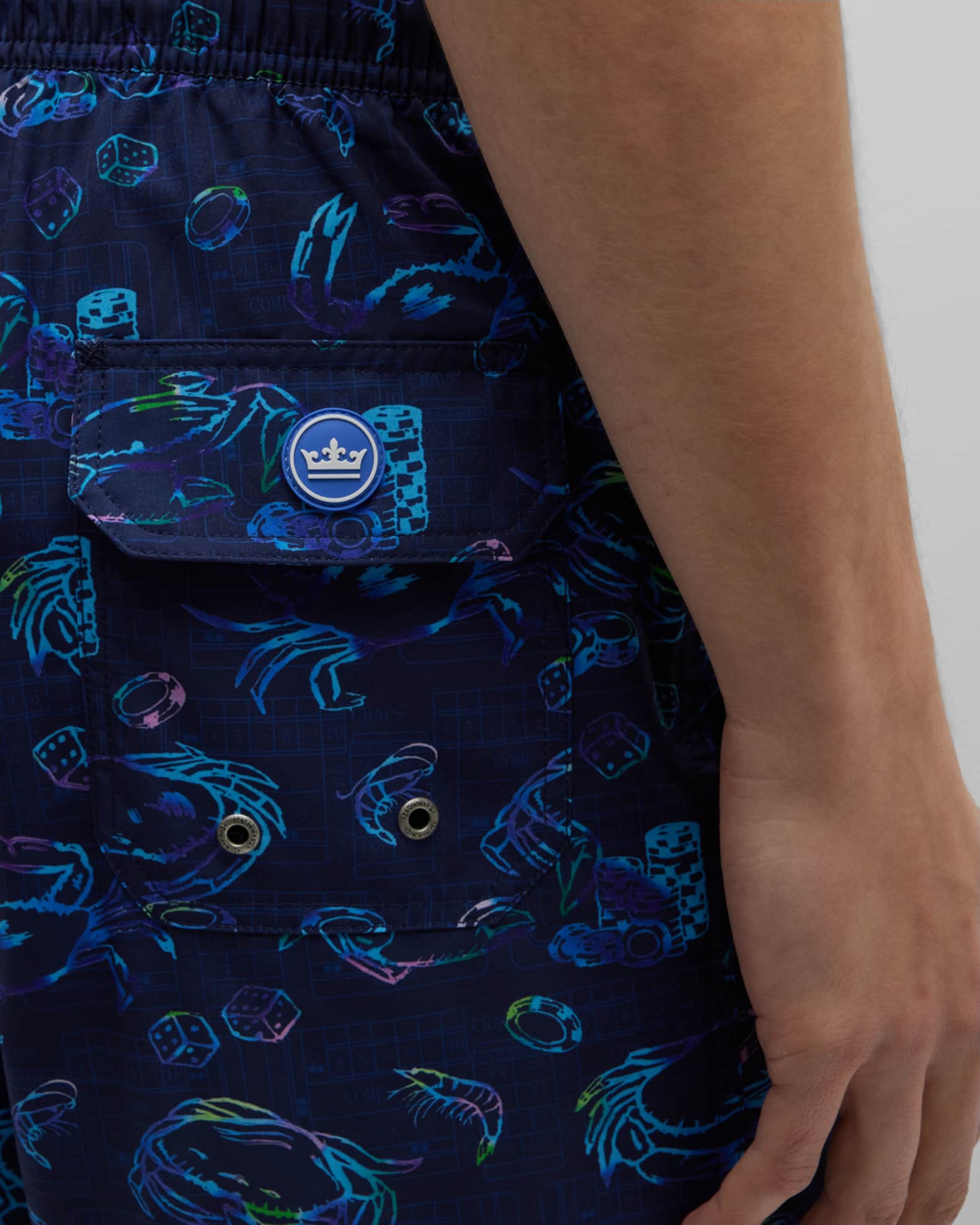 Peter Millar Men's Crabs and Craps Swim Trunks, 7" Inseam | Neiman Marcus