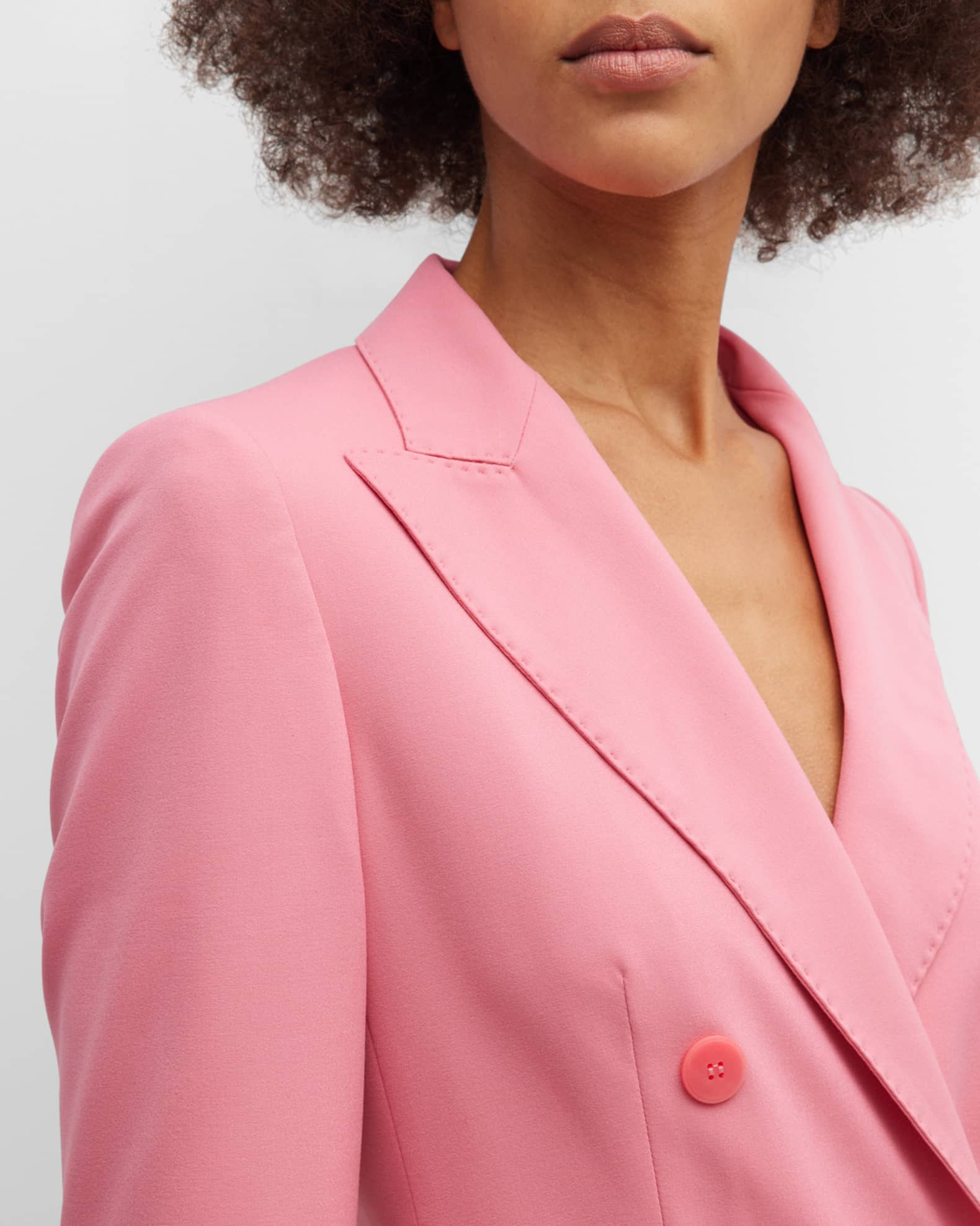 Marella Opaline Double-Breasted Pick Stitch Blazer | Neiman Marcus