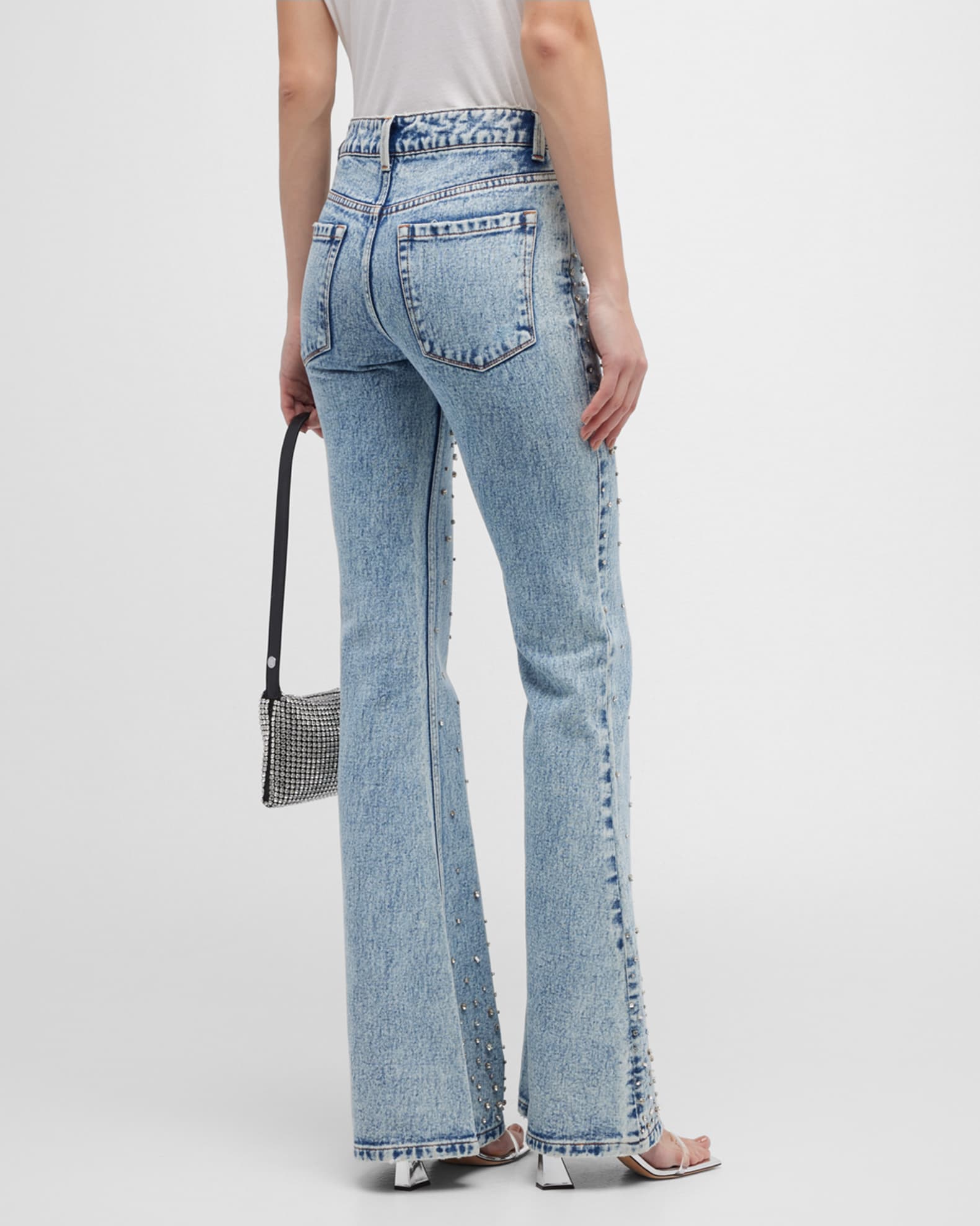 Retrofete Moore Crystal Mid-Rise Flare Denim Jeans | Neiman Marcus