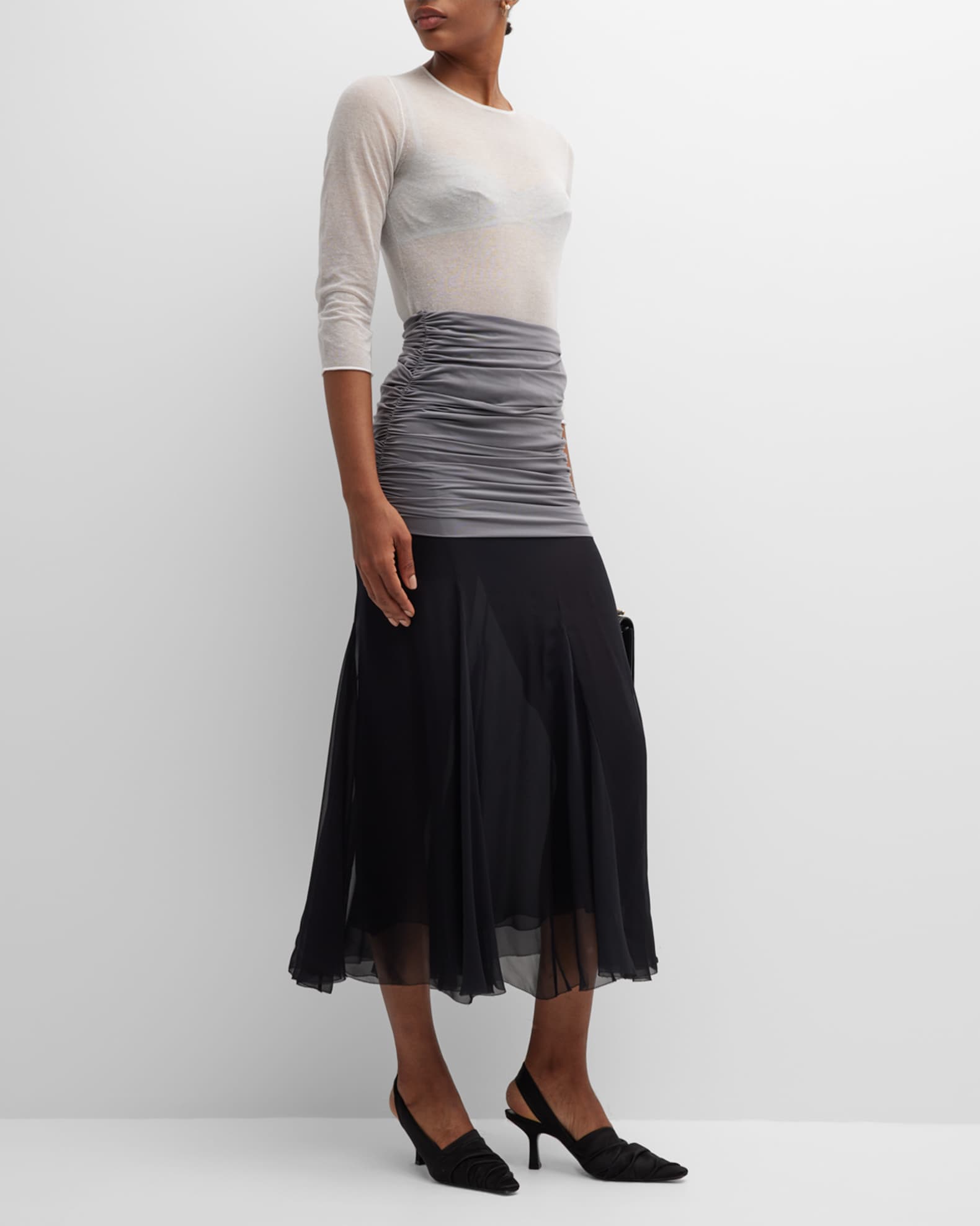 Tory Burch Semi-Sheer Back-Twist Cutout Pullover | Neiman Marcus