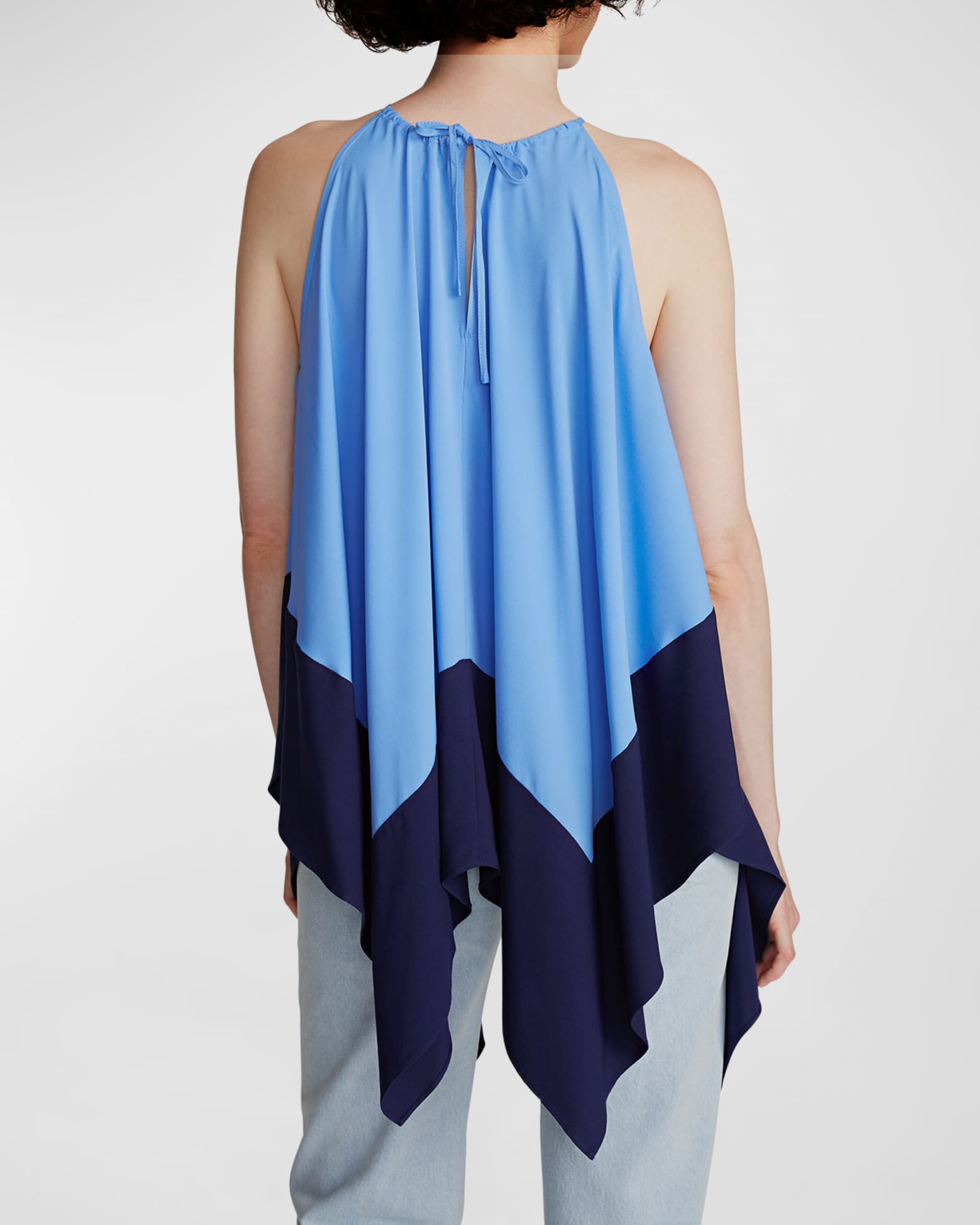 Halston Kavita Two-Tone Handkerchief Top | Neiman Marcus
