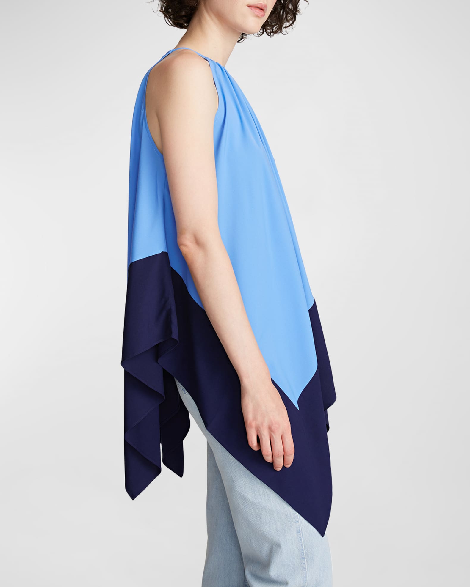 Halston Kavita Two-Tone Handkerchief Top | Neiman Marcus