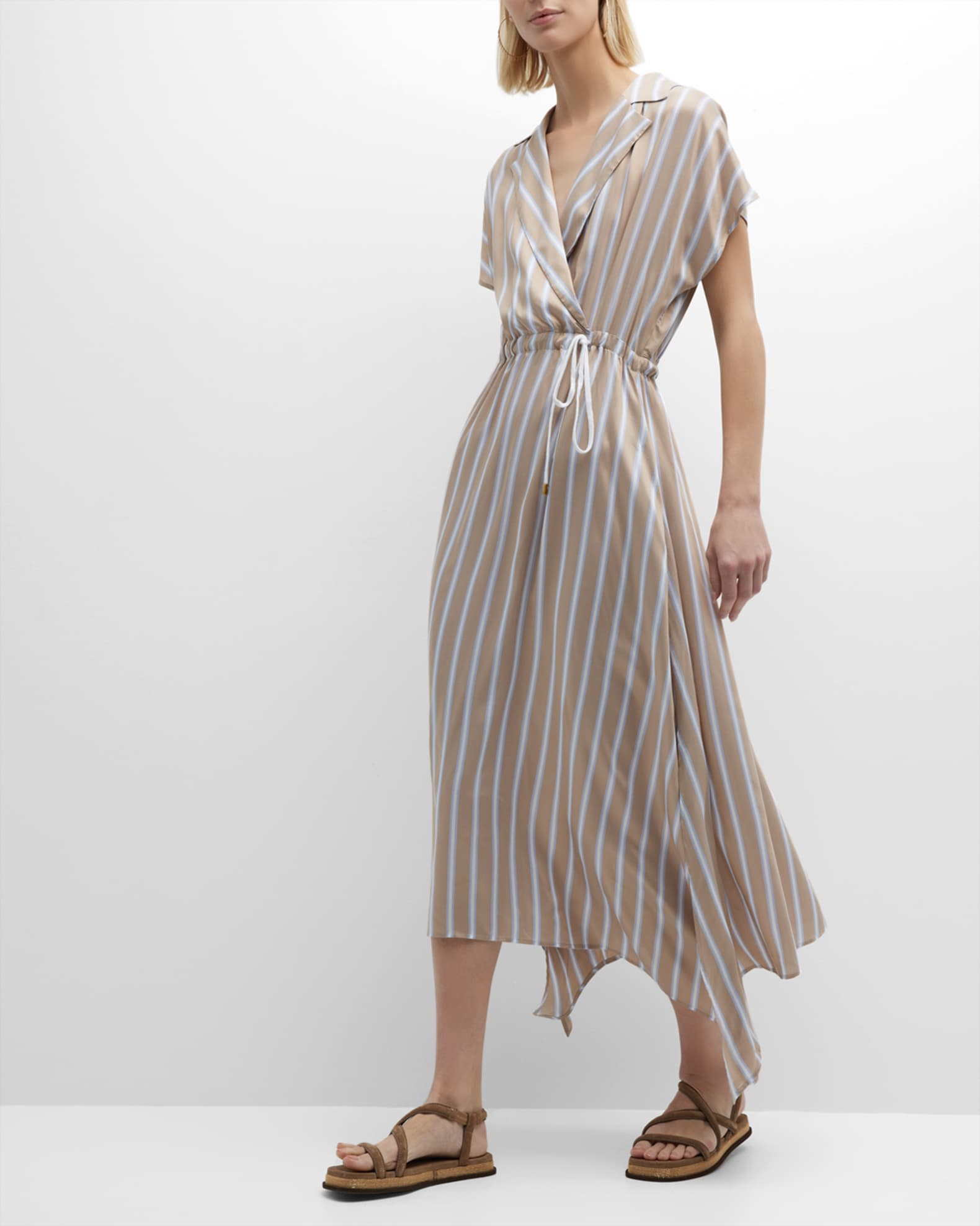 Peserico Striped Handkerchief Maxi Dress | Neiman Marcus