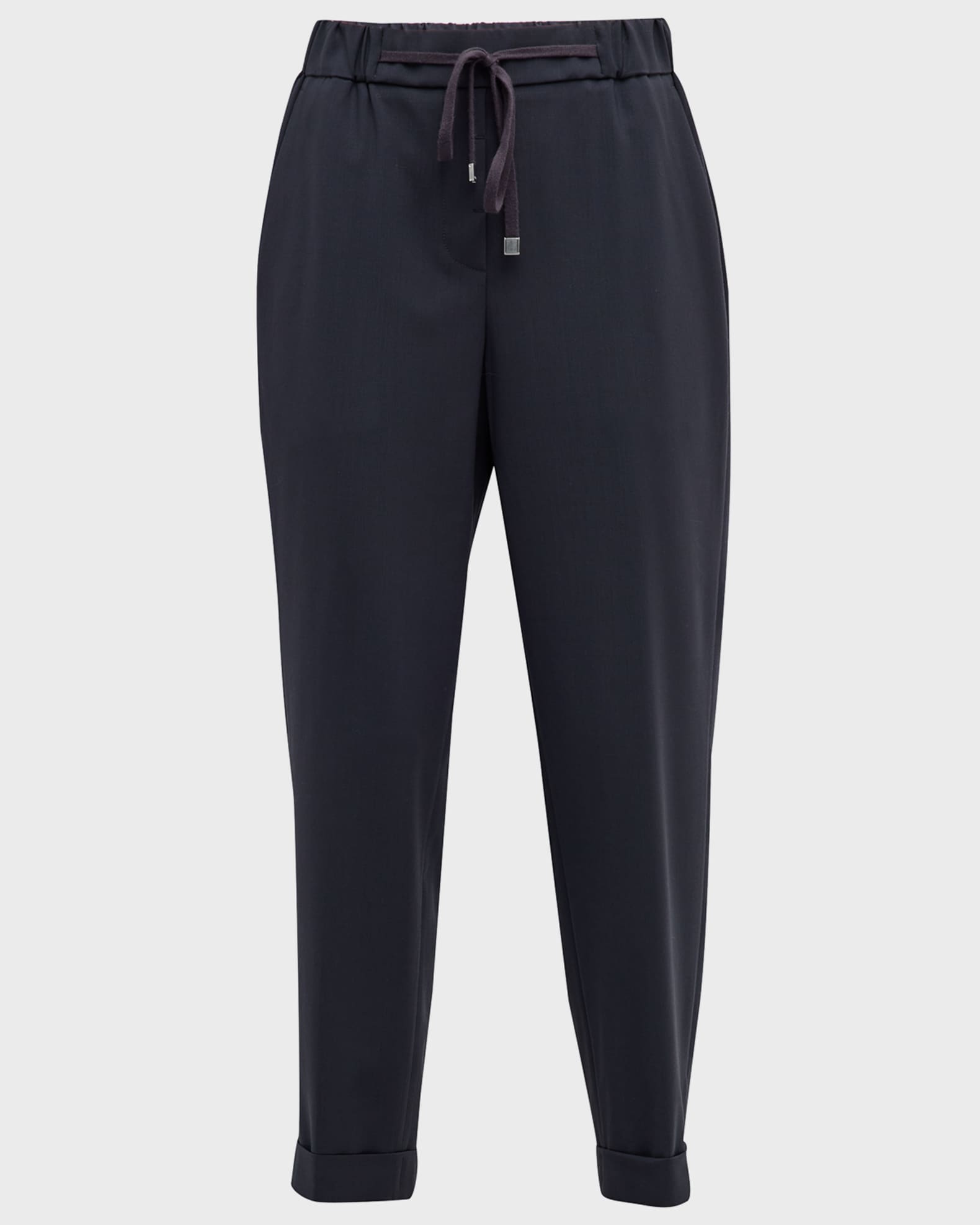 Peserico High-Rise Cropped Stretch Wool Pants | Neiman Marcus