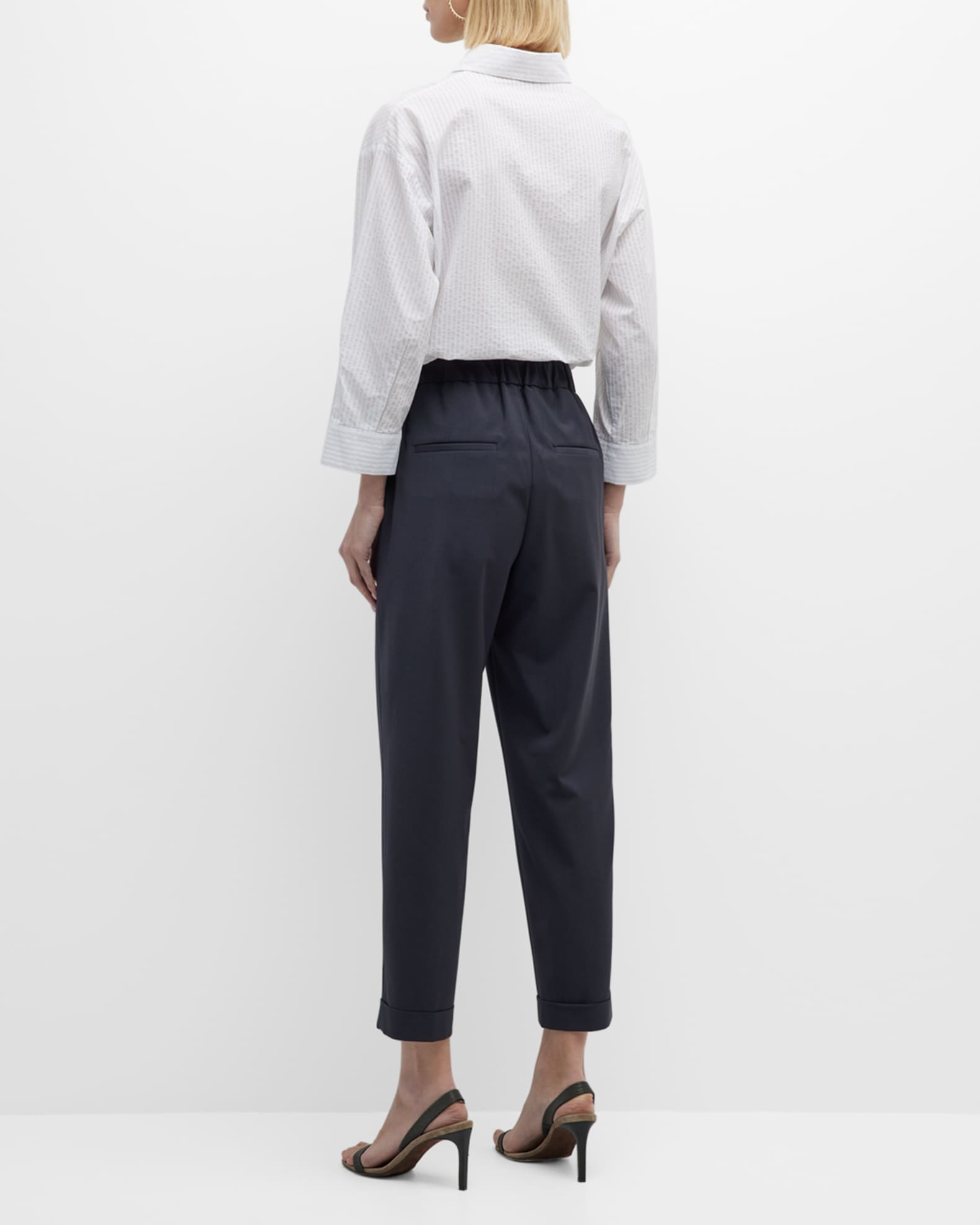 Peserico High-Rise Cropped Stretch Wool Pants | Neiman Marcus