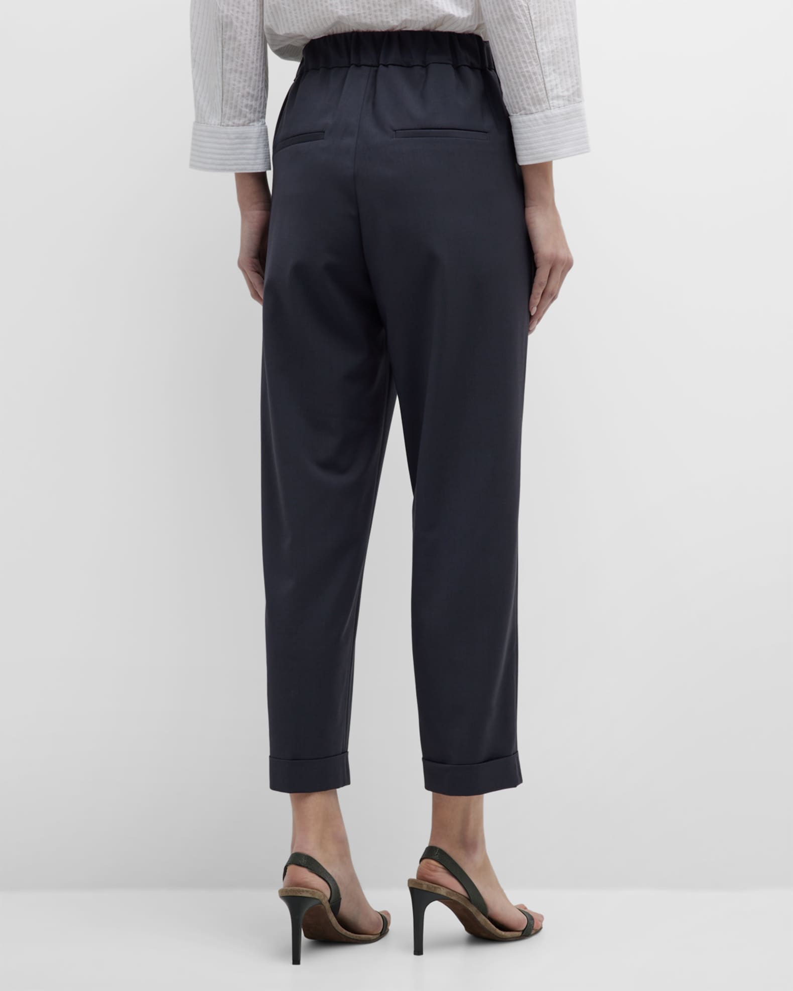 Peserico High-Rise Cropped Stretch Wool Pants | Neiman Marcus