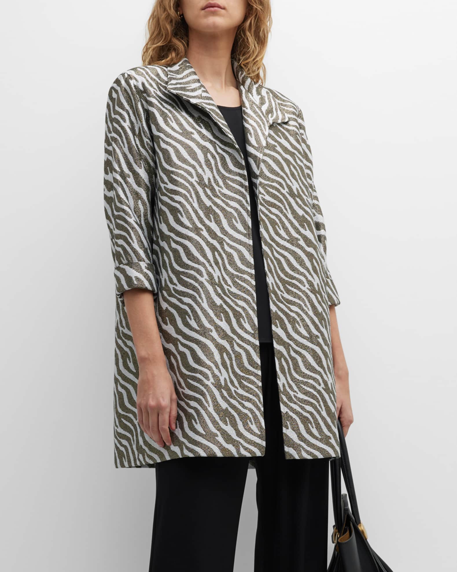 Caroline Rose Exotic Escape 3/4-Sleeve Jacquard Jacket | Neiman Marcus