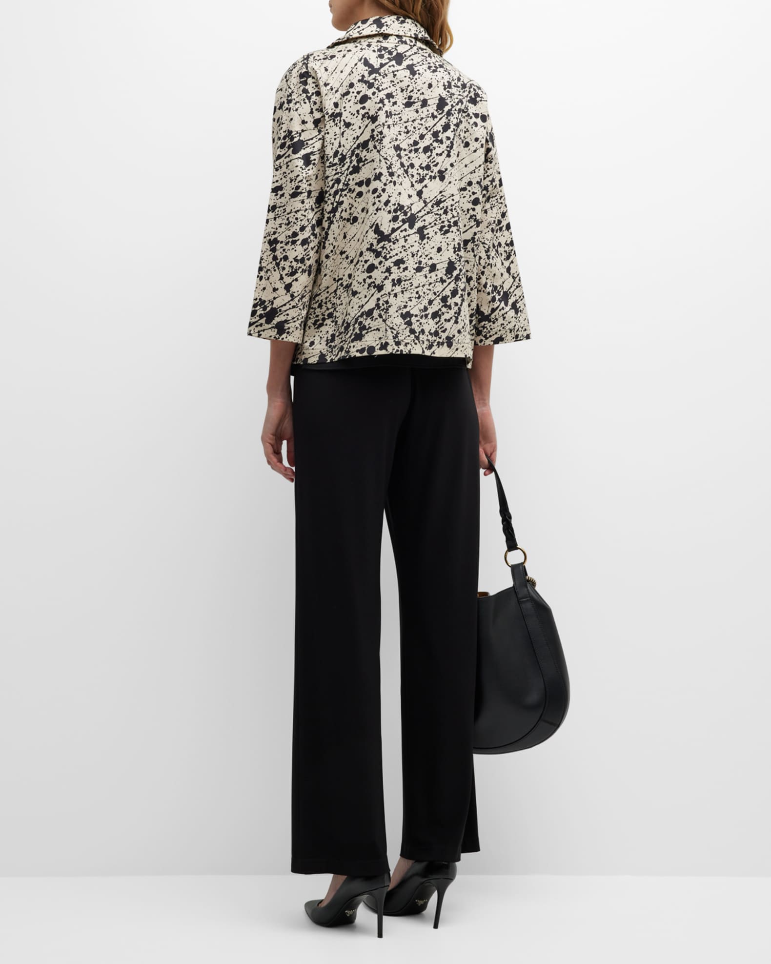 Caroline Rose Paint Splash Zip-Front Stretch Cotton Jacket | Neiman Marcus