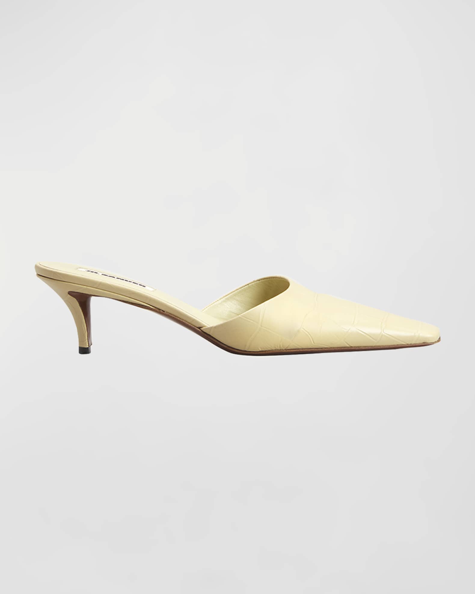 Jil Sander Leather Kitten-Heel Mules | Neiman Marcus