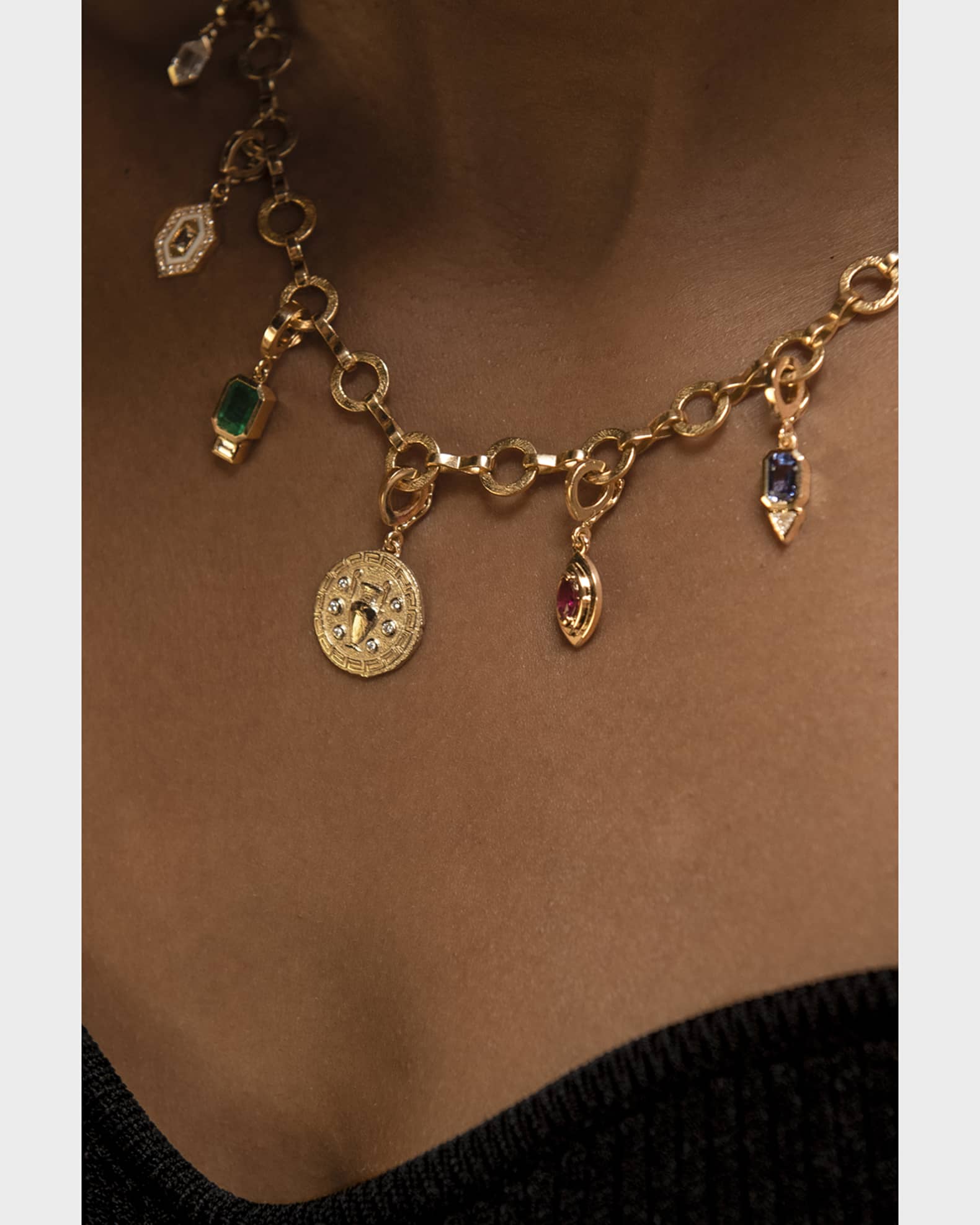 AZLEE Heavy Large Circle Link Textured Chain Necklace, 20"L | Neiman Marcus