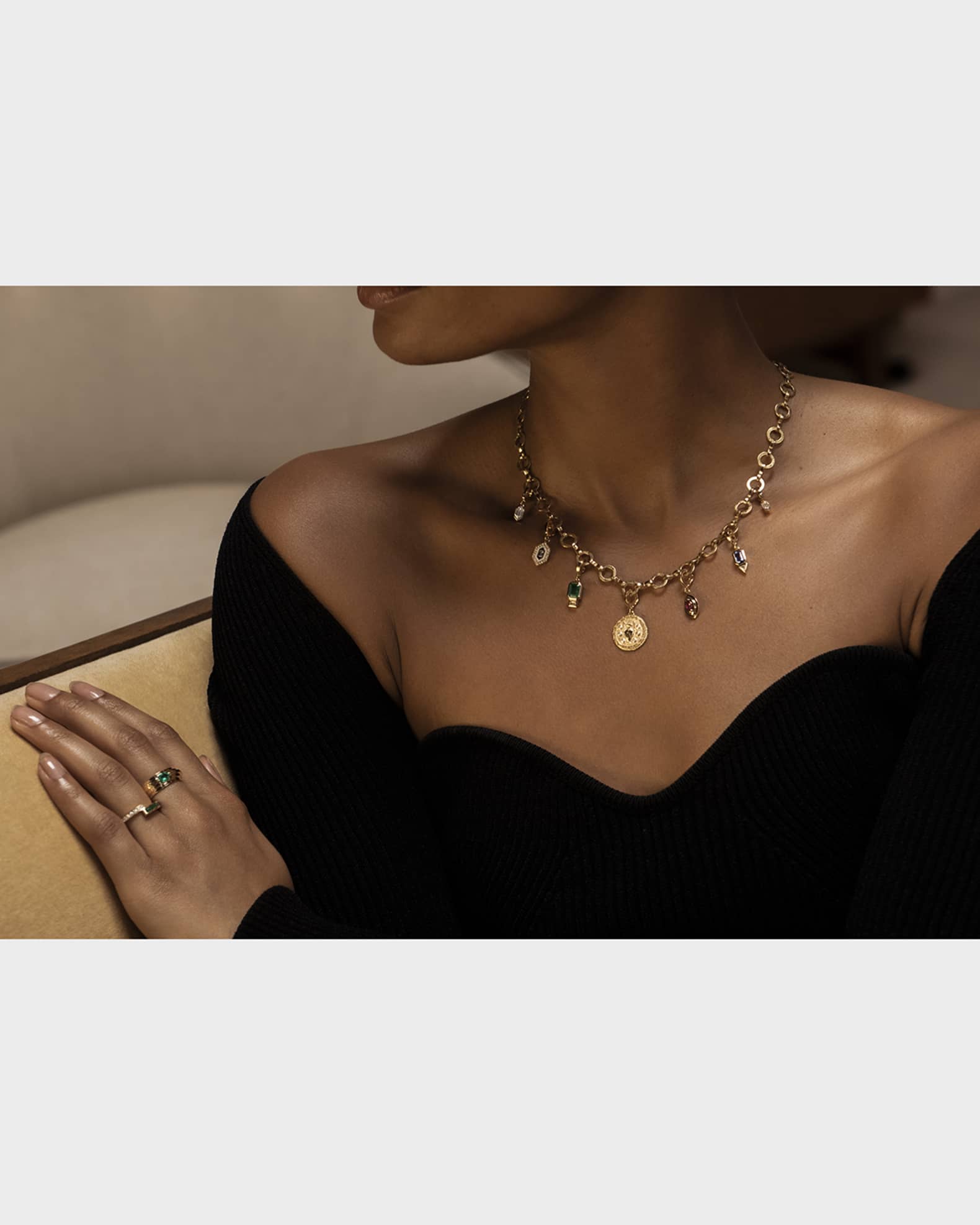 AZLEE Heavy Large Circle Link Textured Chain Necklace, 20"L | Neiman Marcus