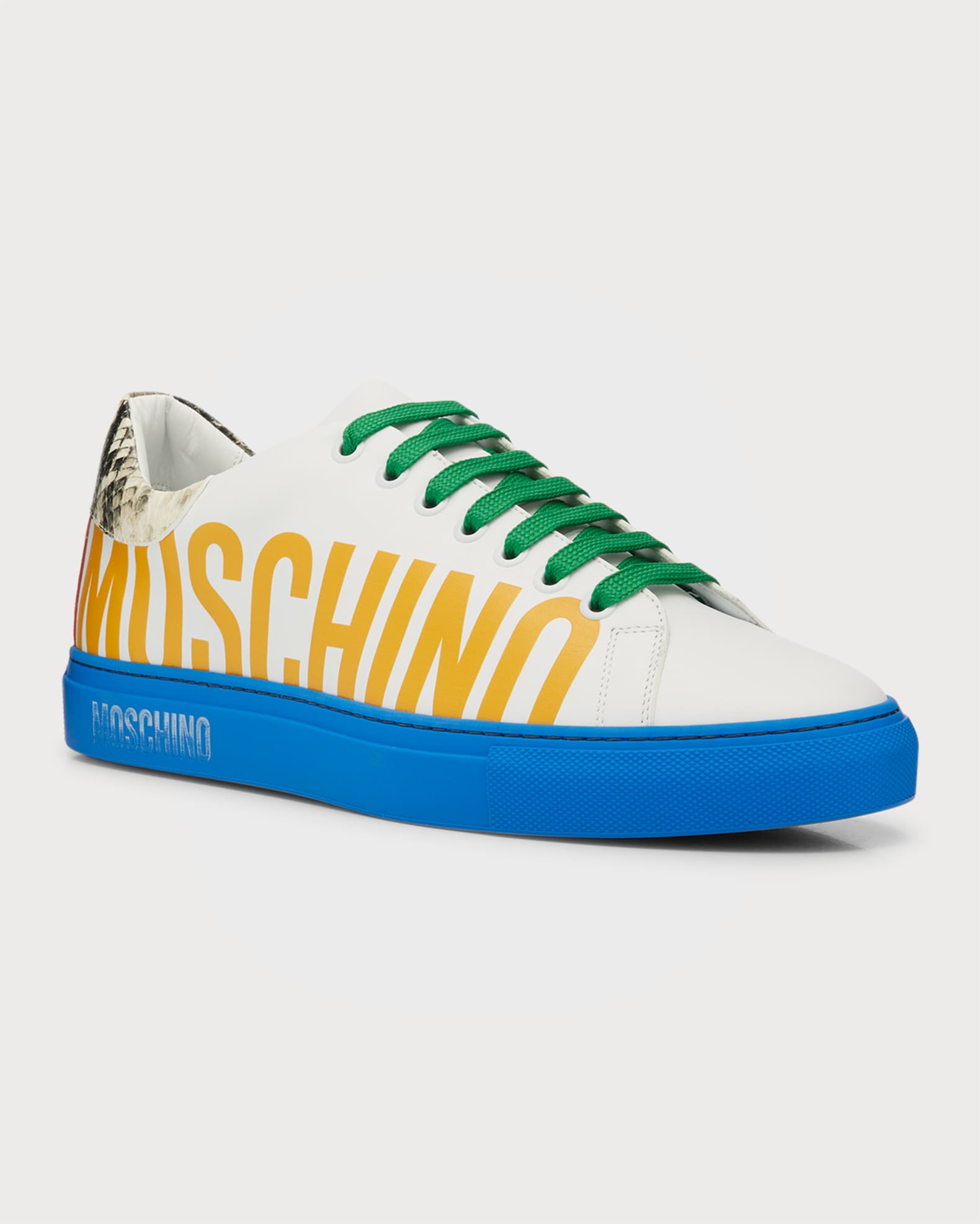 Moschino Men's Color Block Leather Low-Top Sneakers | Neiman Marcus
