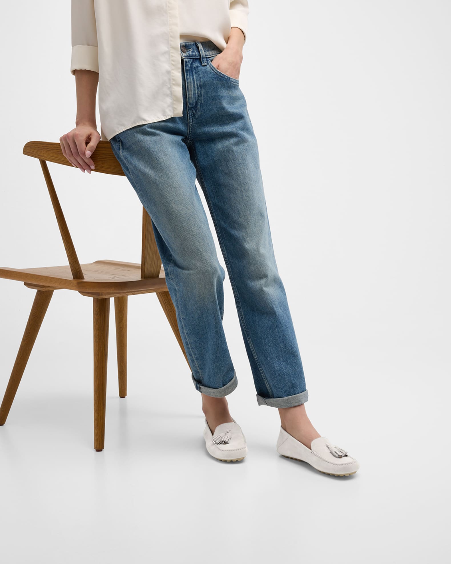 Loro Piana Leather Tassel Moccasin Driver Loafers | Neiman Marcus