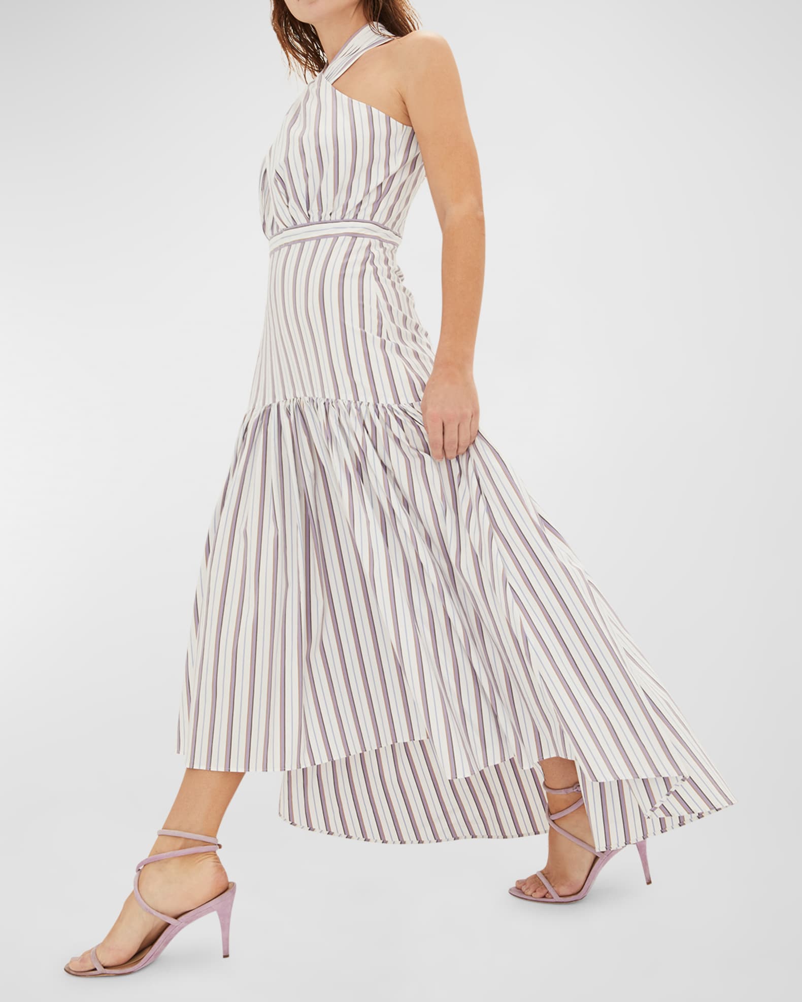 Veronica Beard Radley Striped Halter Midi Dress | Neiman Marcus