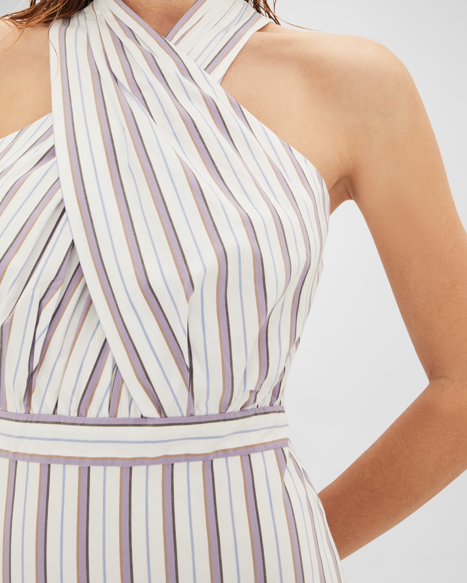 Veronica Beard Radley Striped Halter Midi Dress | Neiman Marcus