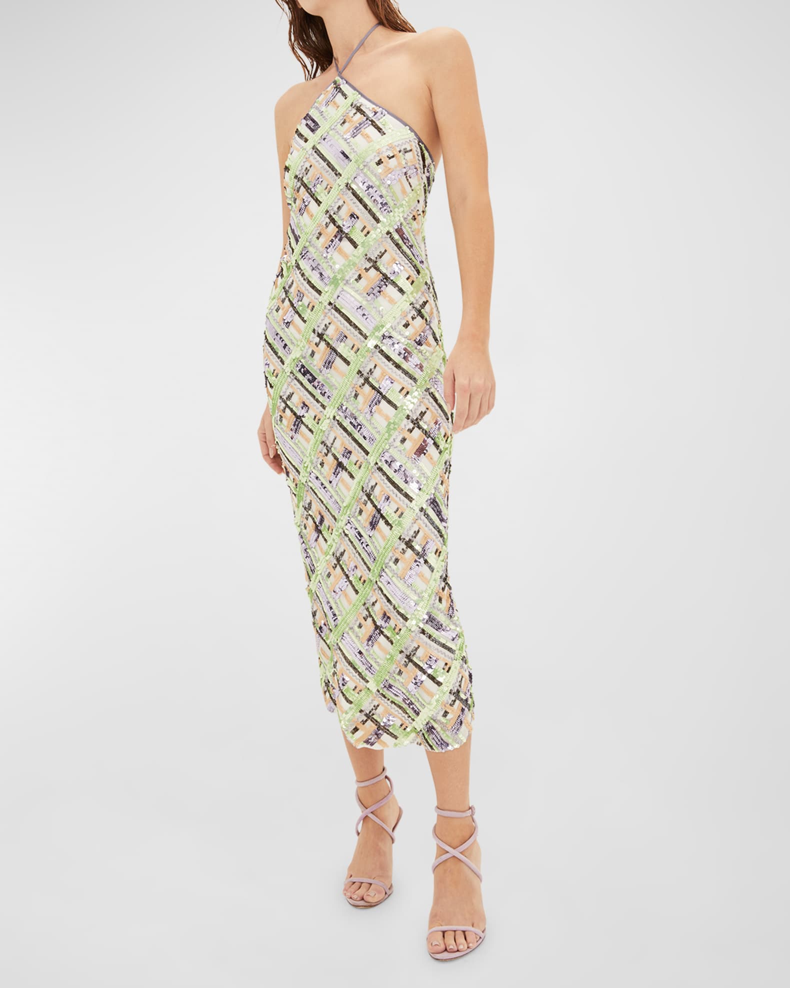 Veronica Beard Cherie Sequin Halter Bodycon Dress | Neiman Marcus