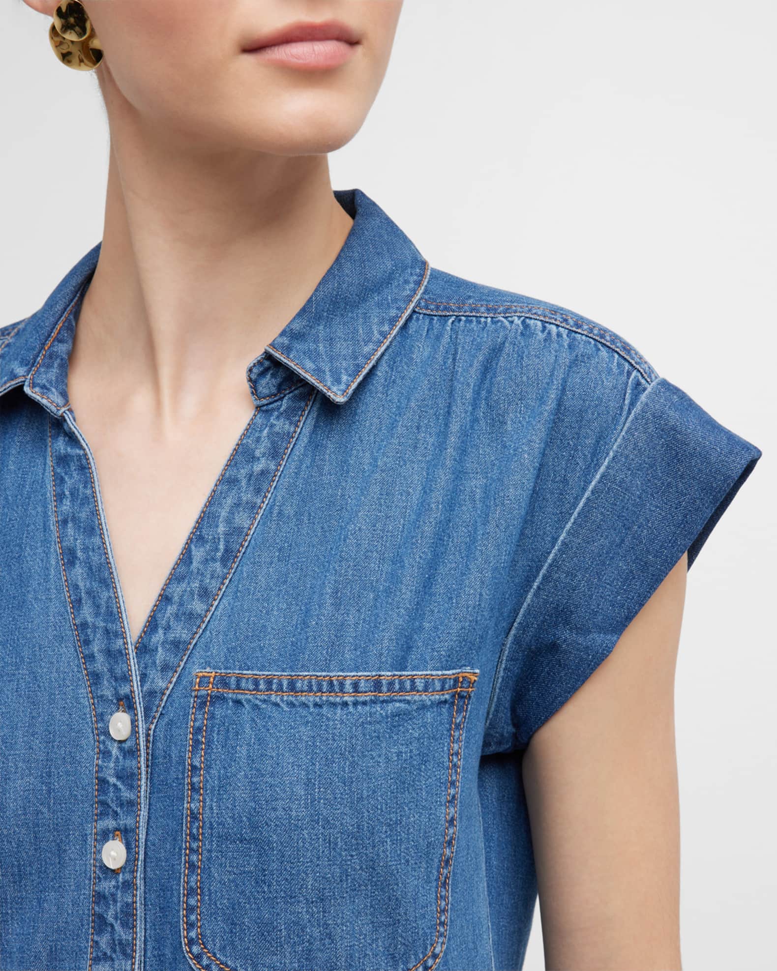 Veronica Beard Jeans Trisha Denim Button-Front Mini Dress | Neiman Marcus