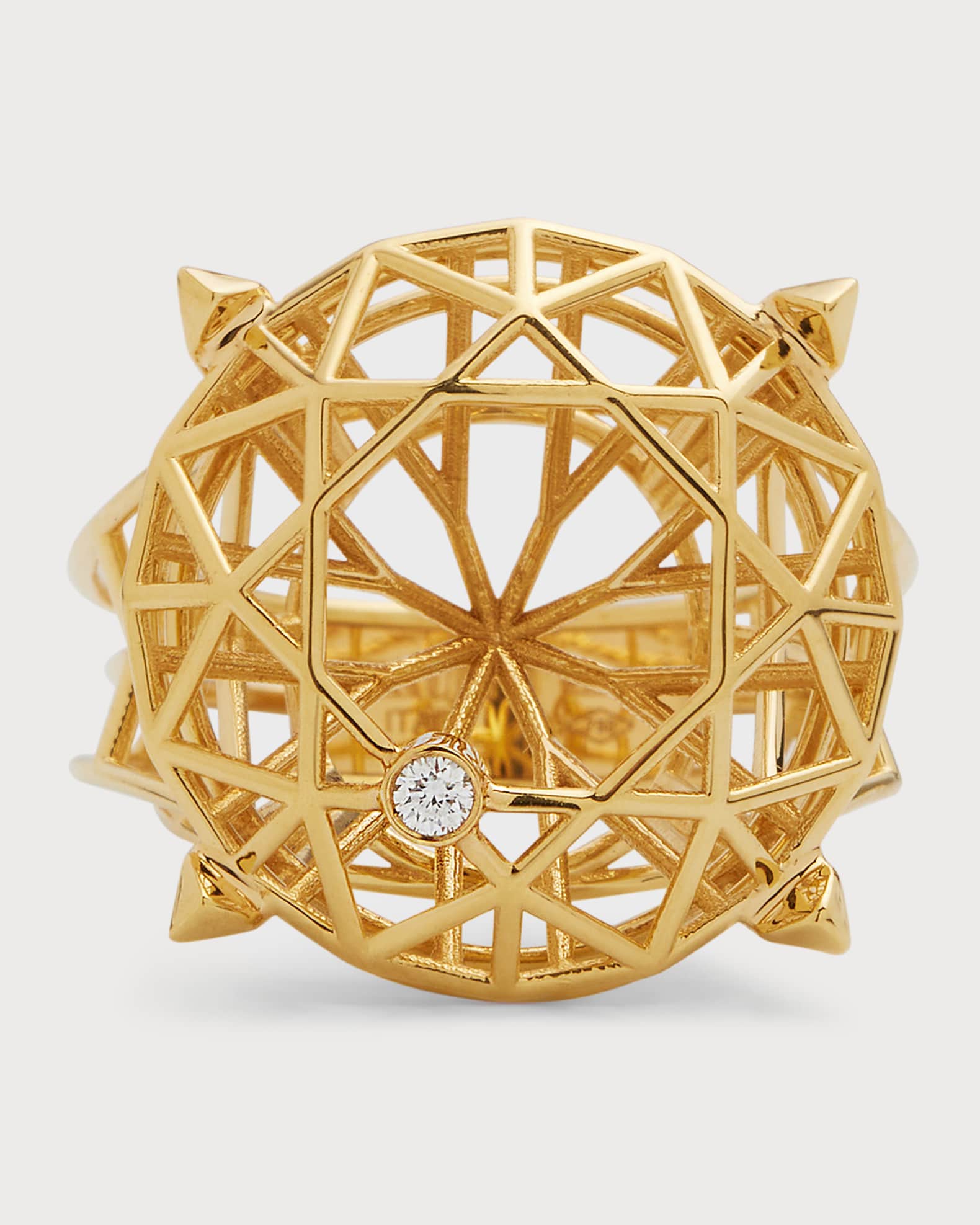 Peruffo 18K Yellow Gold Ink Round Diamond Ring, Size 7 | Neiman Marcus