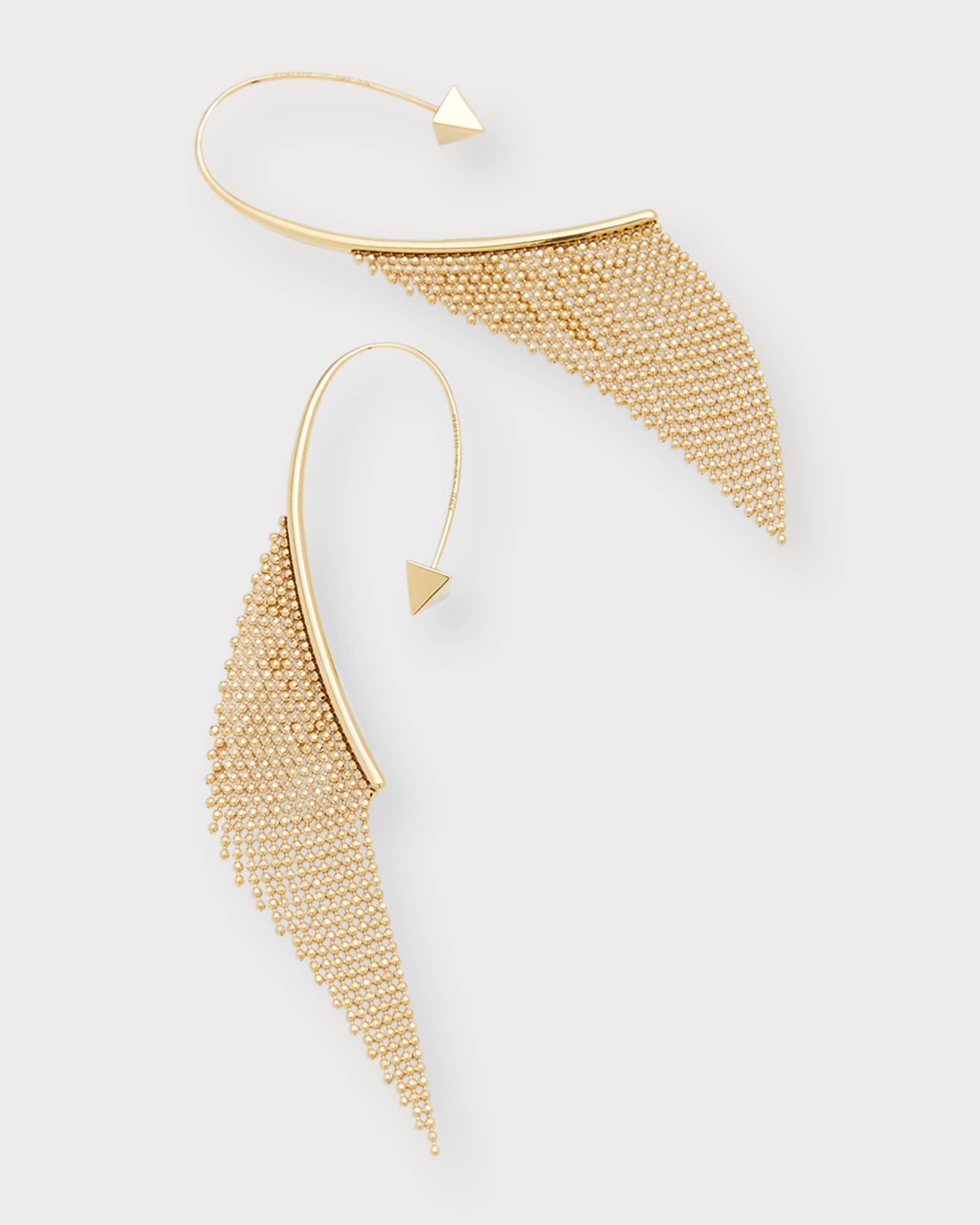 Peruffo 18K Yellow Gold Short Chain Fringe Curve Earrings | Neiman Marcus