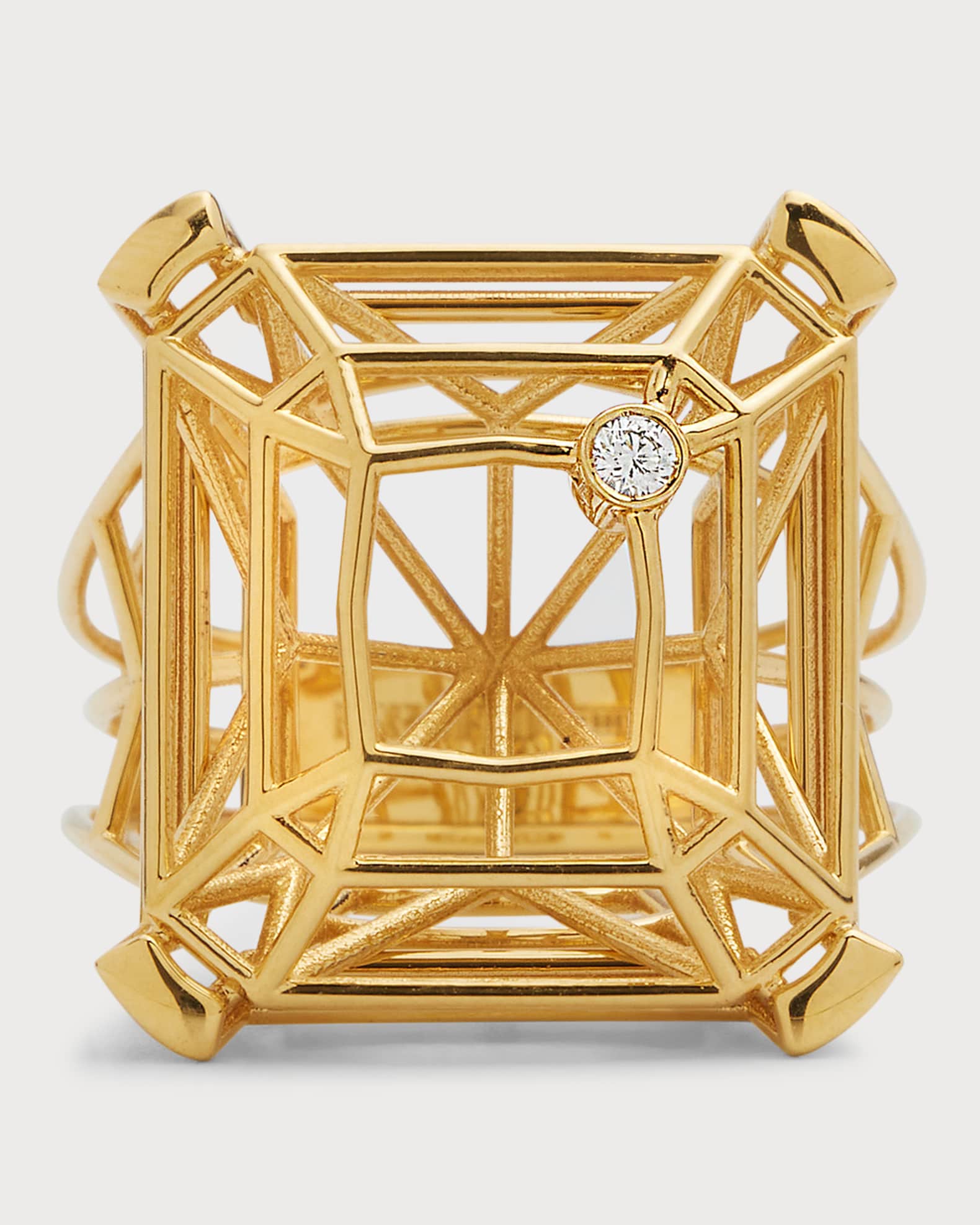 Peruffo 18K Yellow Gold Ink Square Diamond Ring, Size 7 | Neiman Marcus