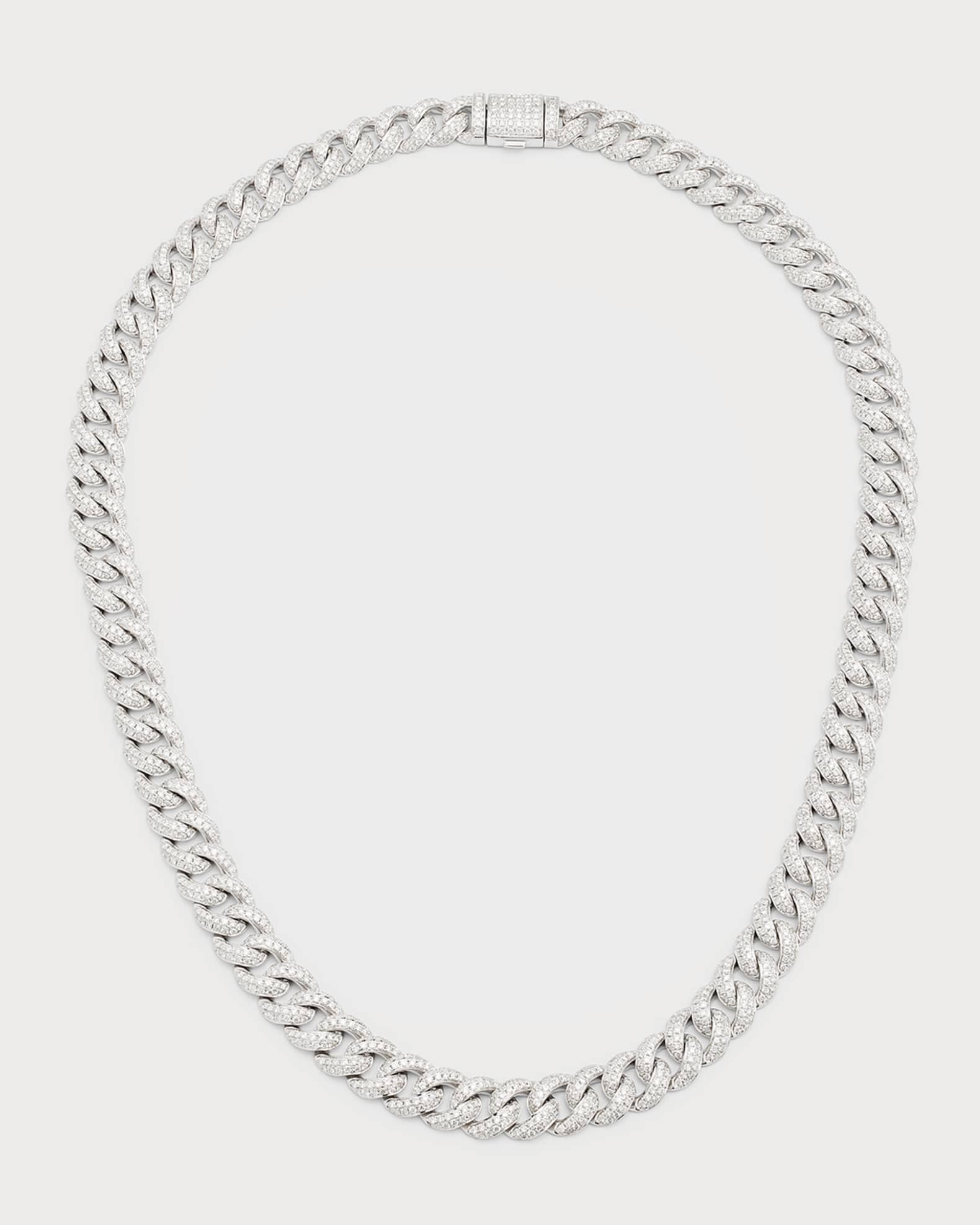 Heera Moti 14K White Gold Pave Diamond Curb Chain Necklace, 18"L ...