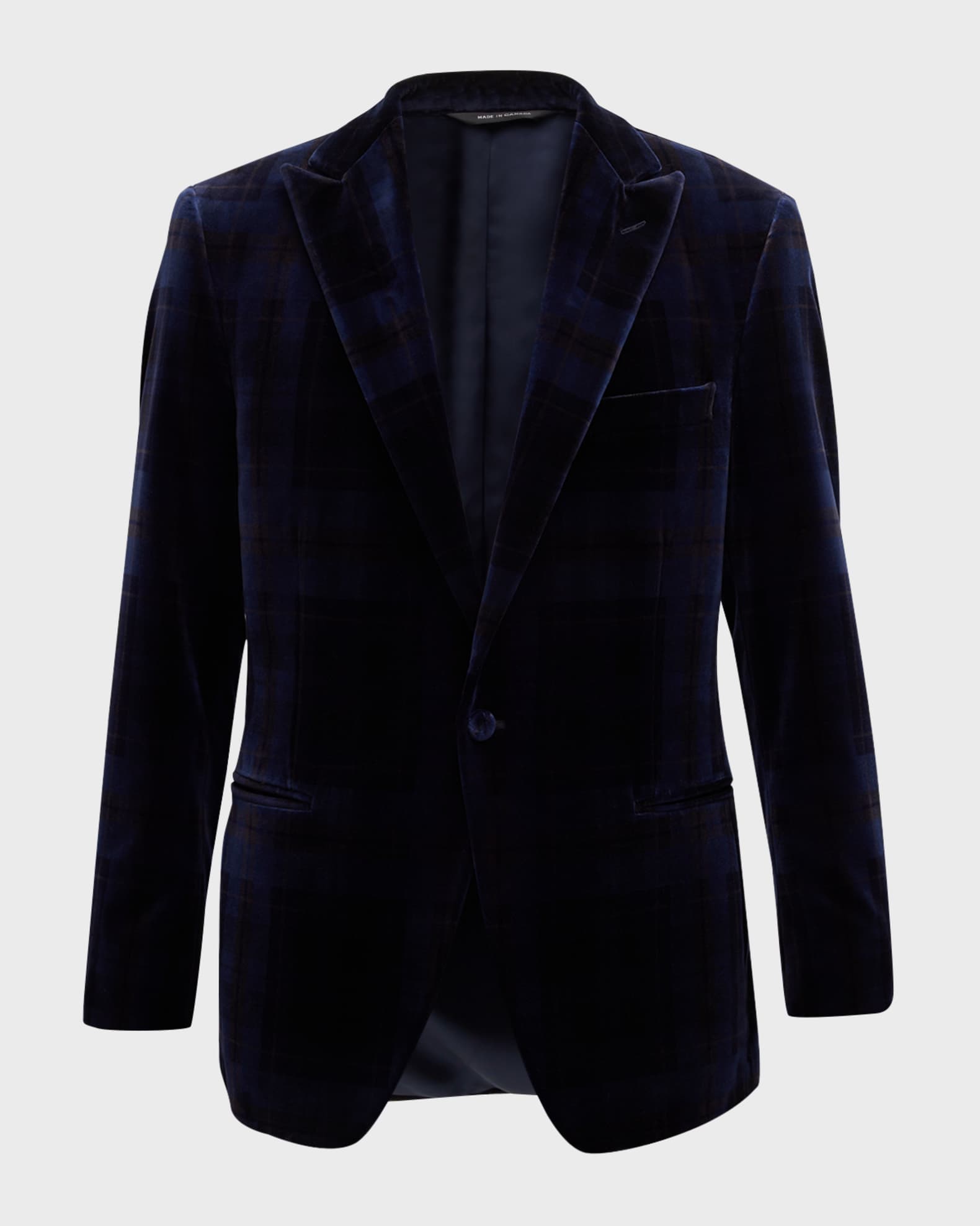 Paul Stuart Men's Plaid Velvet Dinner Jacket | Neiman Marcus