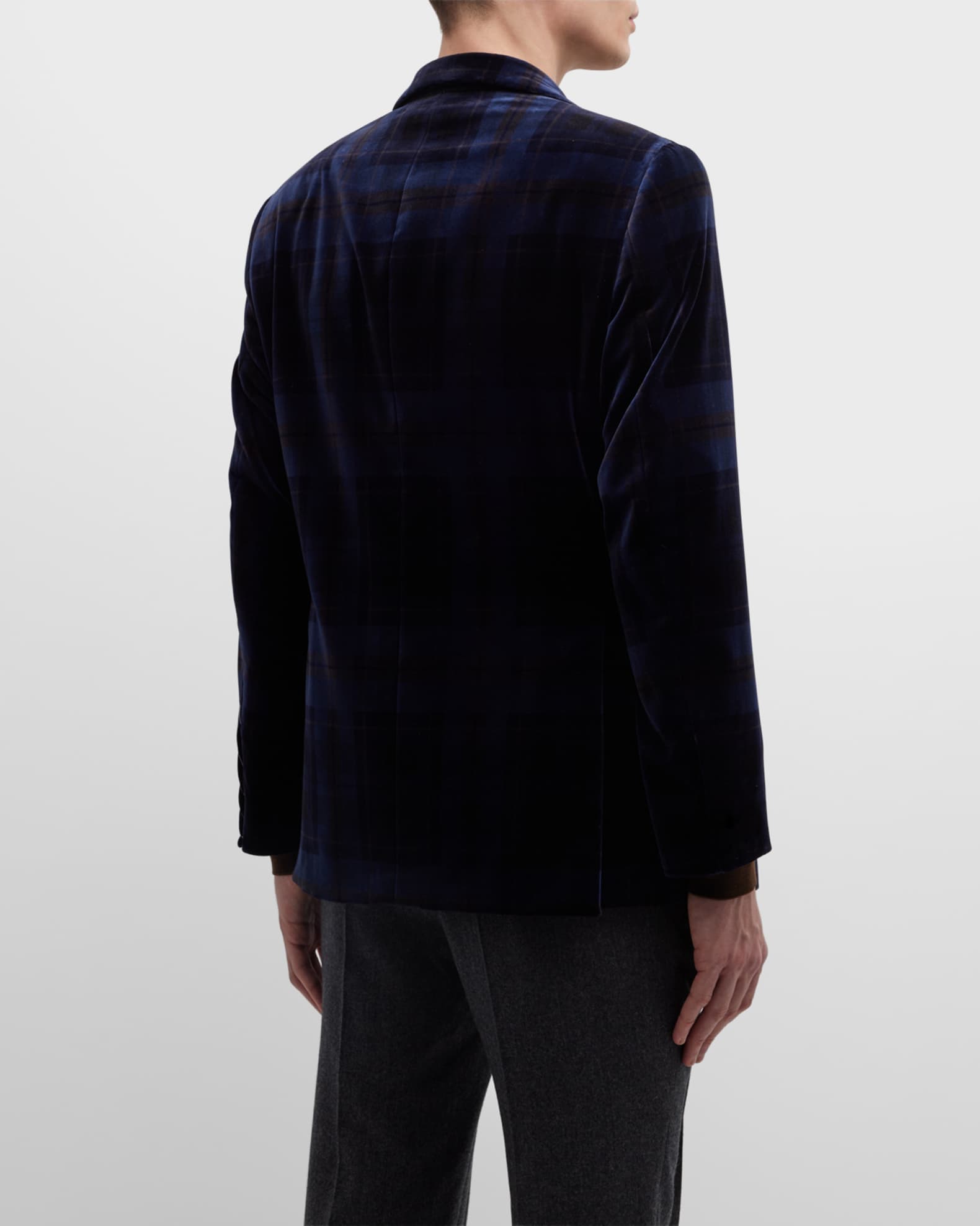Paul Stuart Men's Plaid Velvet Dinner Jacket | Neiman Marcus
