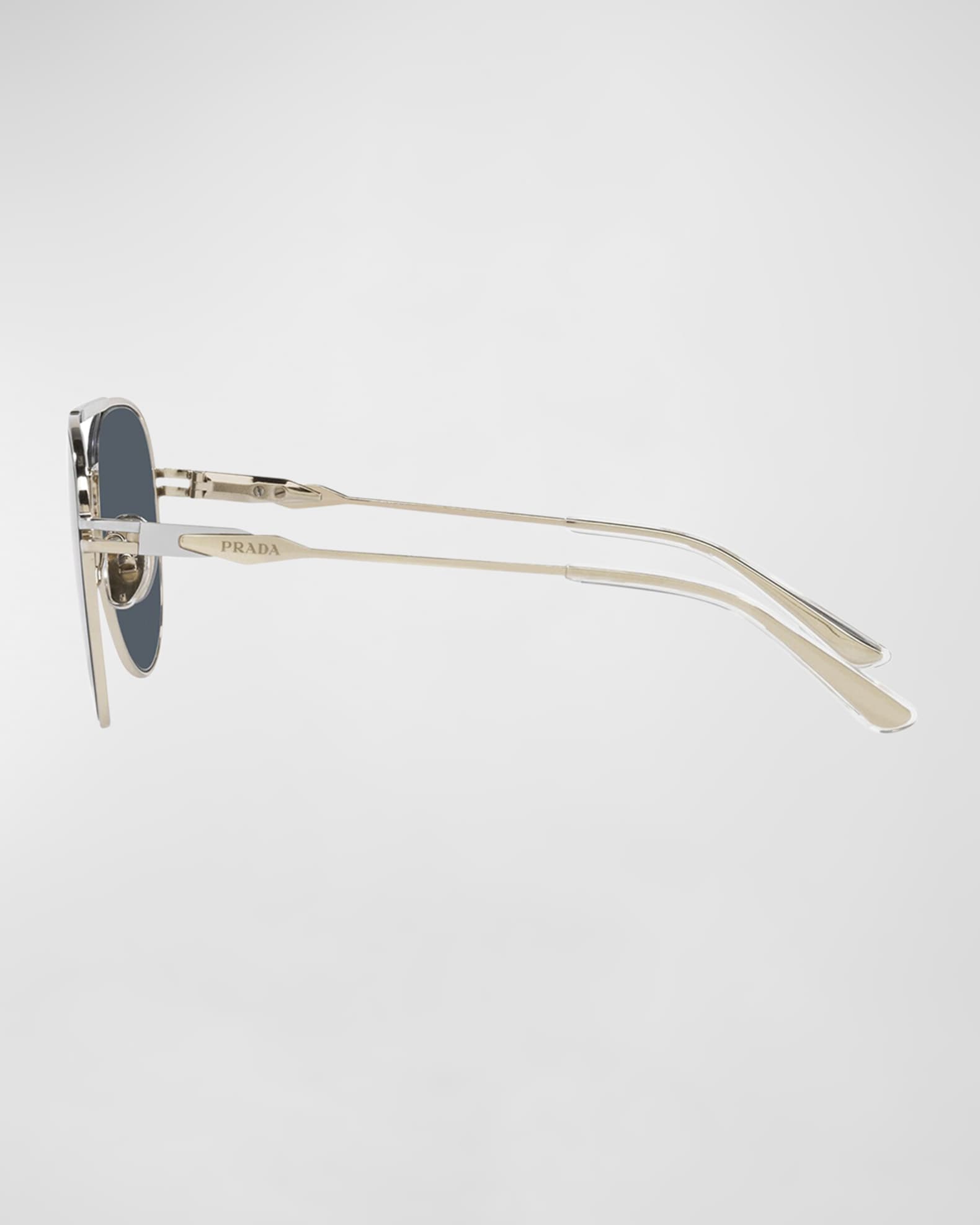 Prada Men's Metal Double Bridge Pilot Sunglasses | Neiman Marcus
