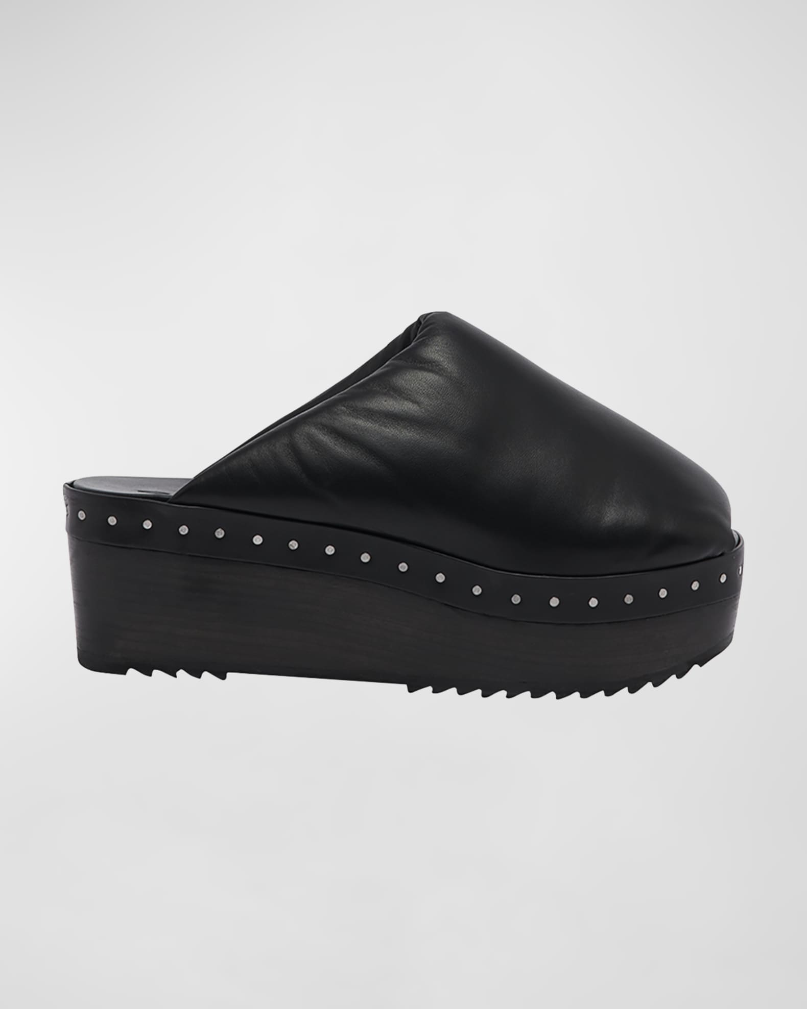 Rick Owens Men's 2-Inch Platform Leather Sabot Mules | Neiman Marcus