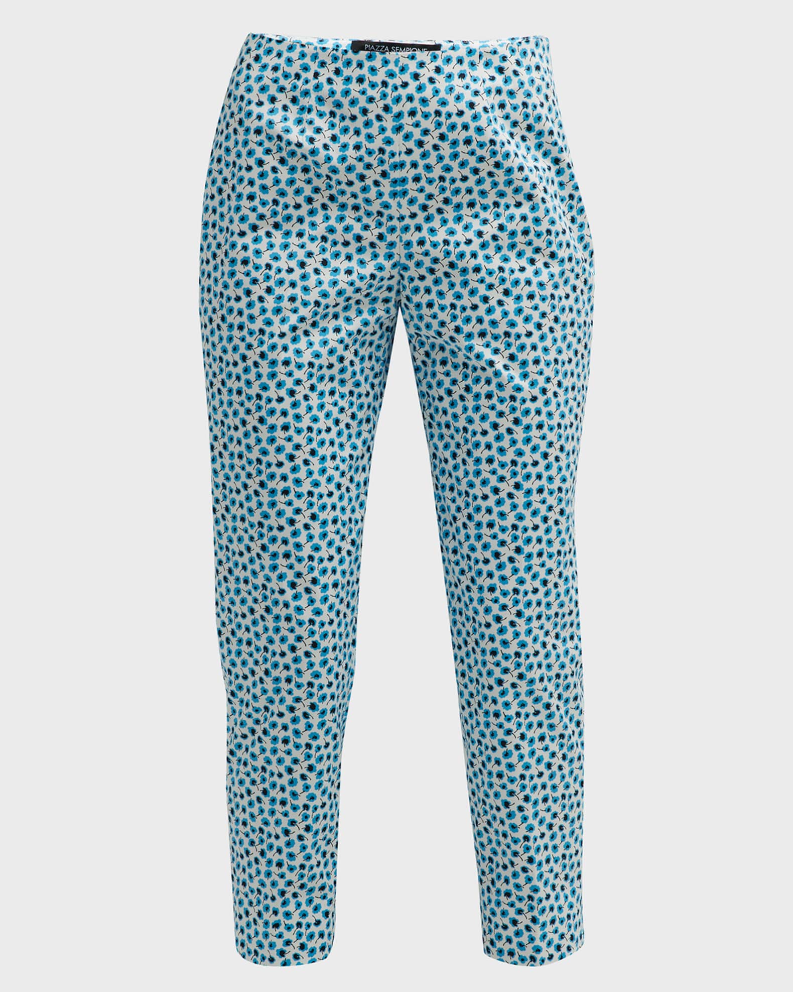 Piazza Sempione Micro Floral-Print Cotton Satin Capri Trousers | Neiman ...